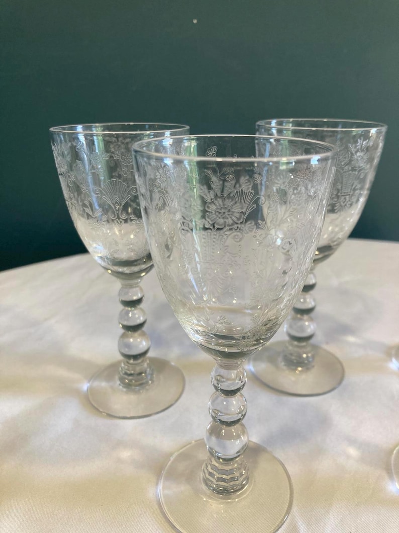 Vintage Duncan Miller First Love Etched Crystal Wine Glasses – Set of 6 ...