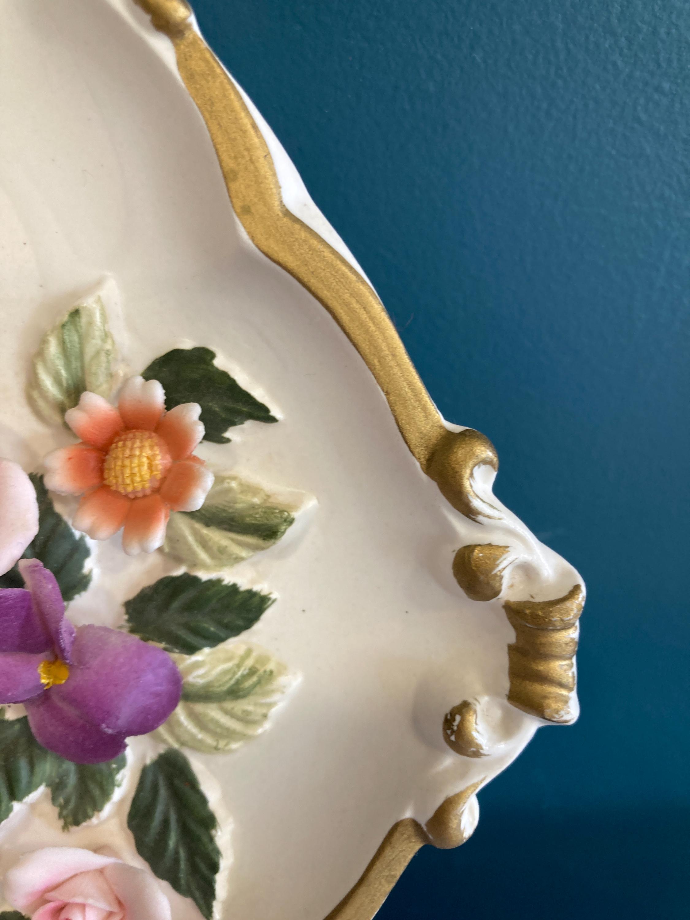 Vintage Lefton Ceramic Flower Wall Decor With Gold Edges - Etsy