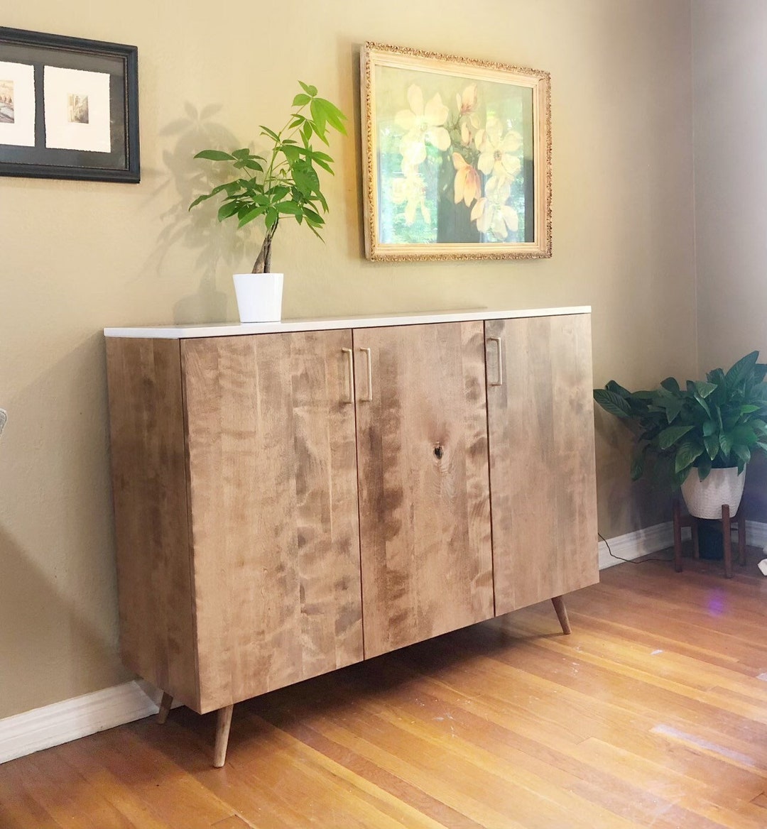 New Handcrafted Midcentury Quartz Top Buffet or Sideboard - Etsy