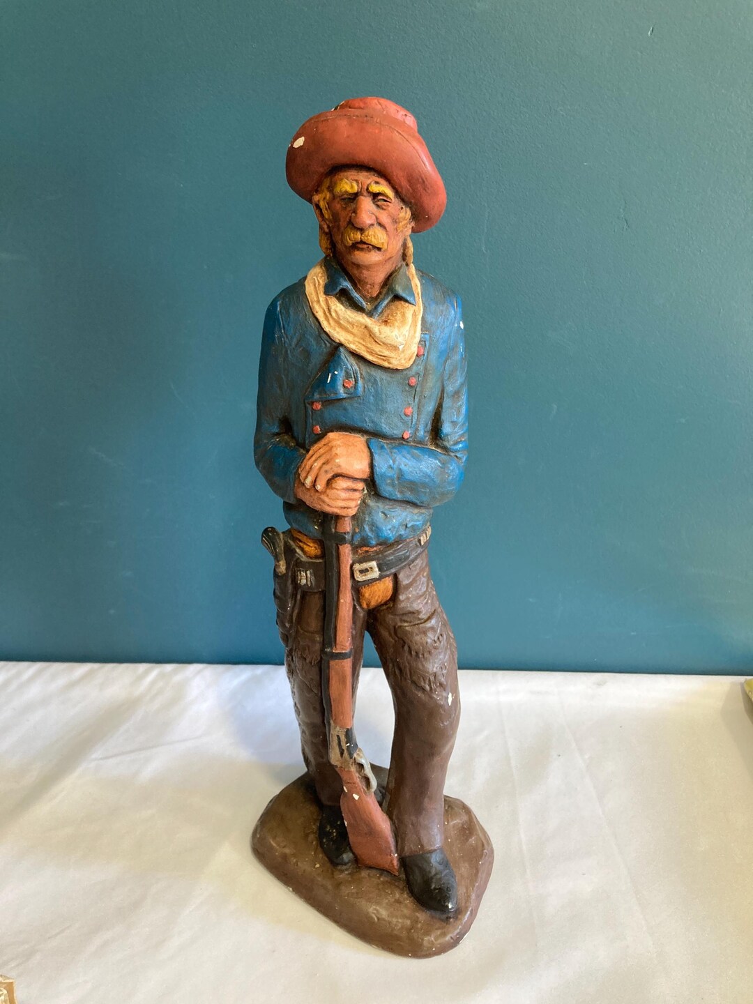 Vintage Painted Cowboy Figurine 16" Western Statue Rustic Decor ...