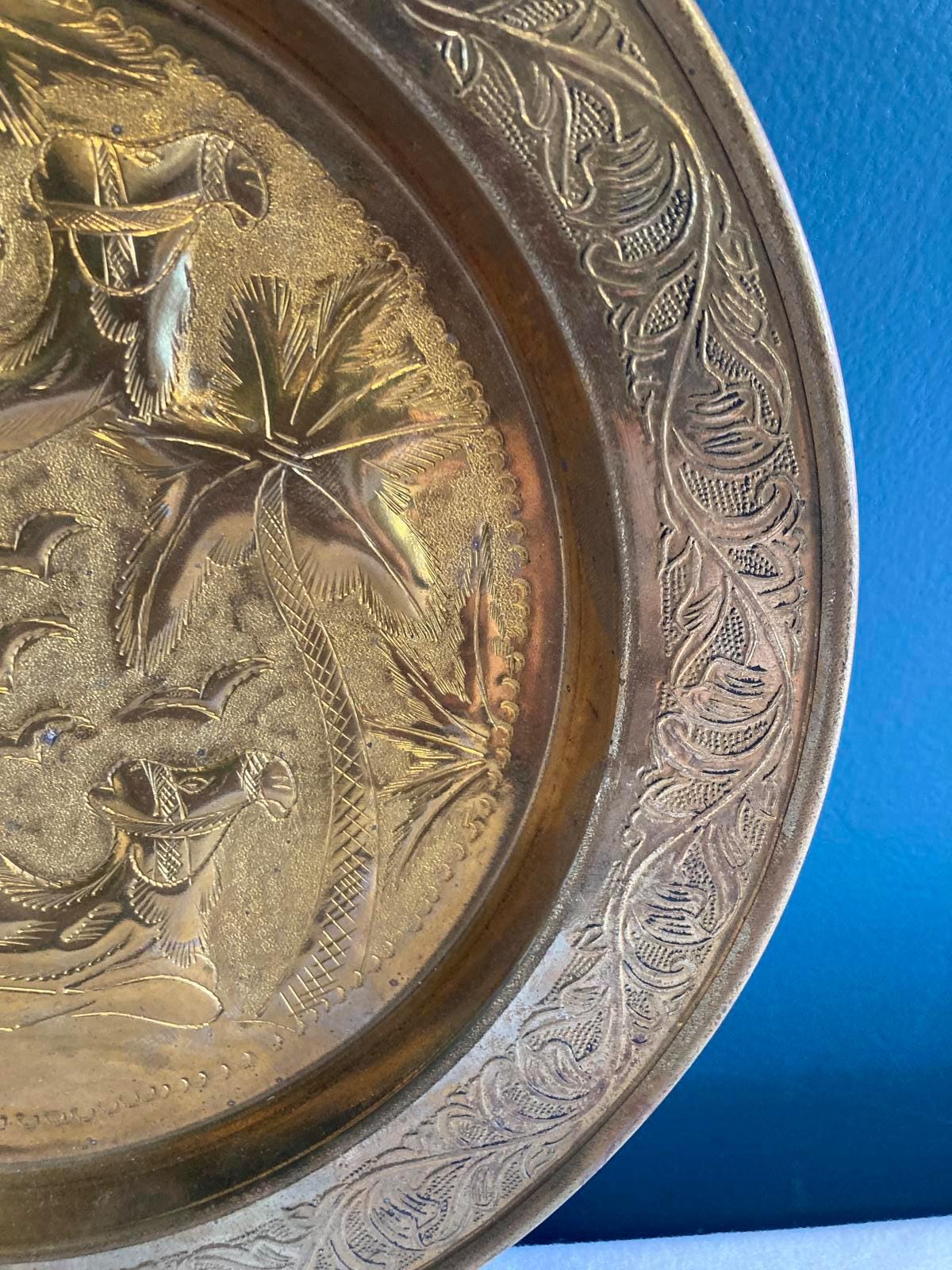 Vintage Solid Brass Decorative Camel Plate With Etching - Etsy