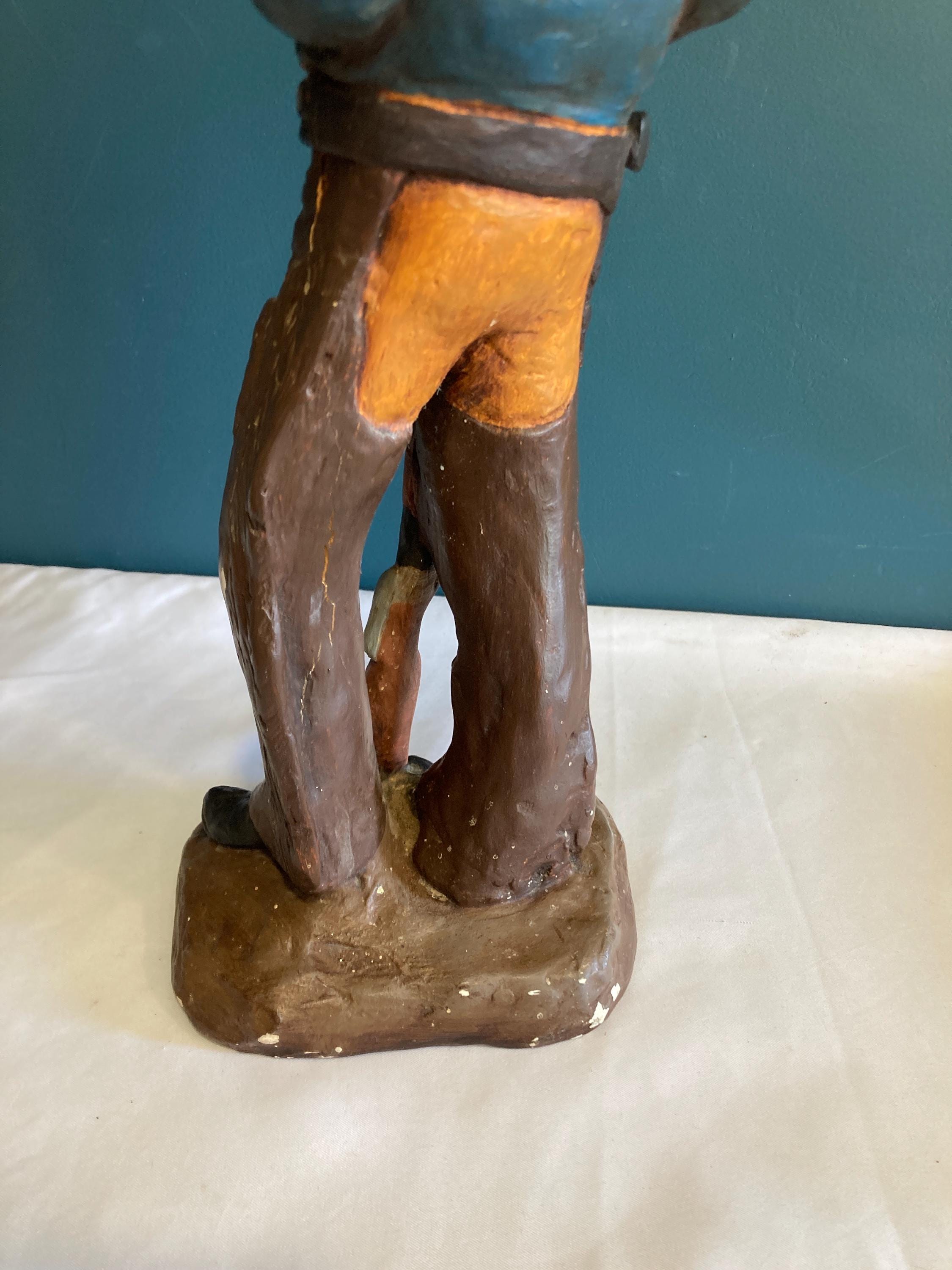 Vintage Painted Cowboy Figurine 16" Western Statue Rustic Decor ...