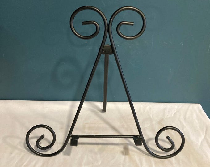 Decorative Black Wrought Iron Plate Book Picture Display Holder Easel ...