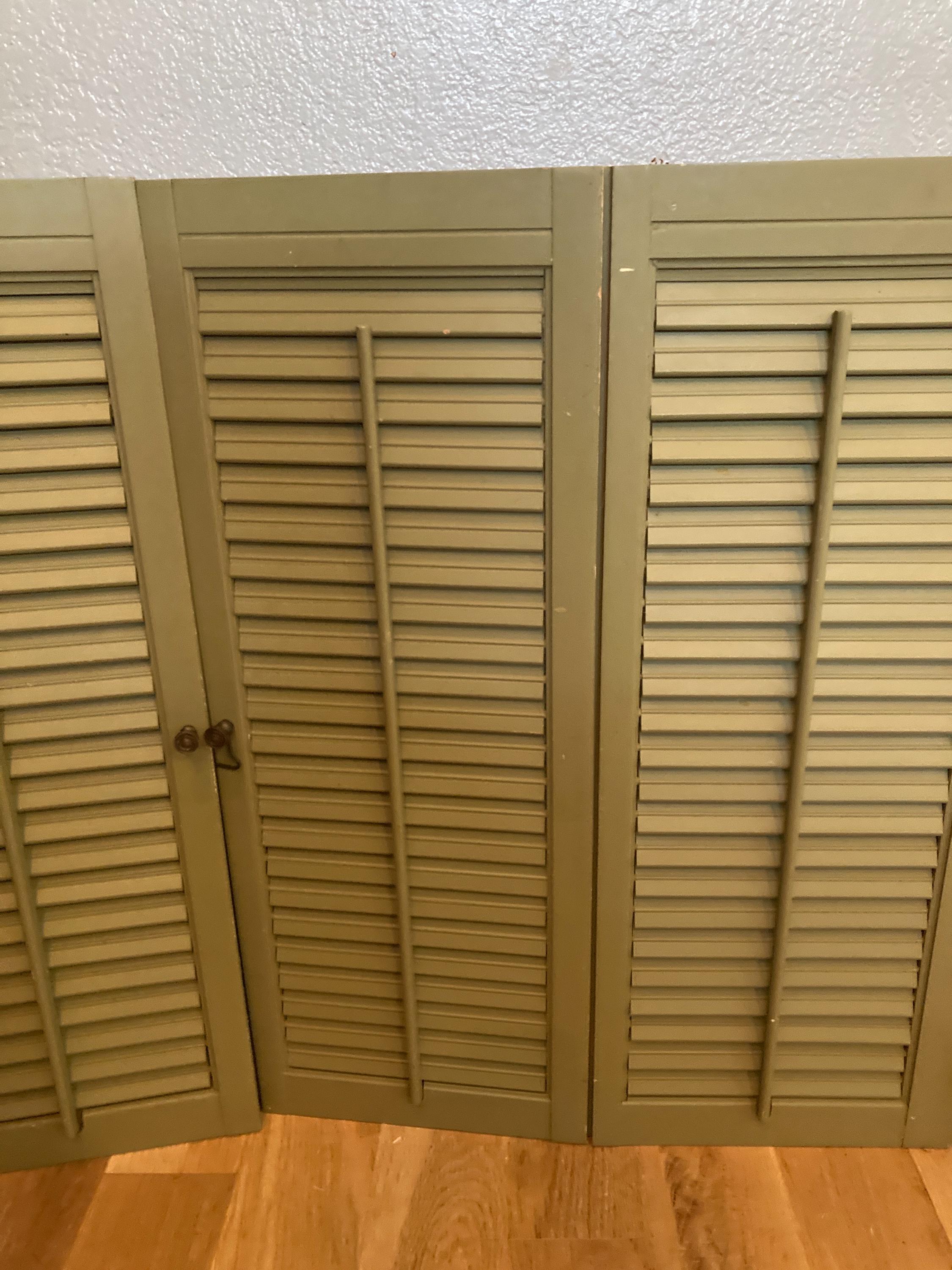Vintage Sage Green Louvered Plantation Shutters, Set of 2 - Etsy