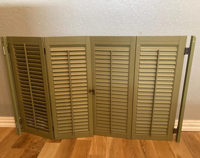 Vintage Sage Green Louvered Plantation Shutters, Set of 2 - Etsy