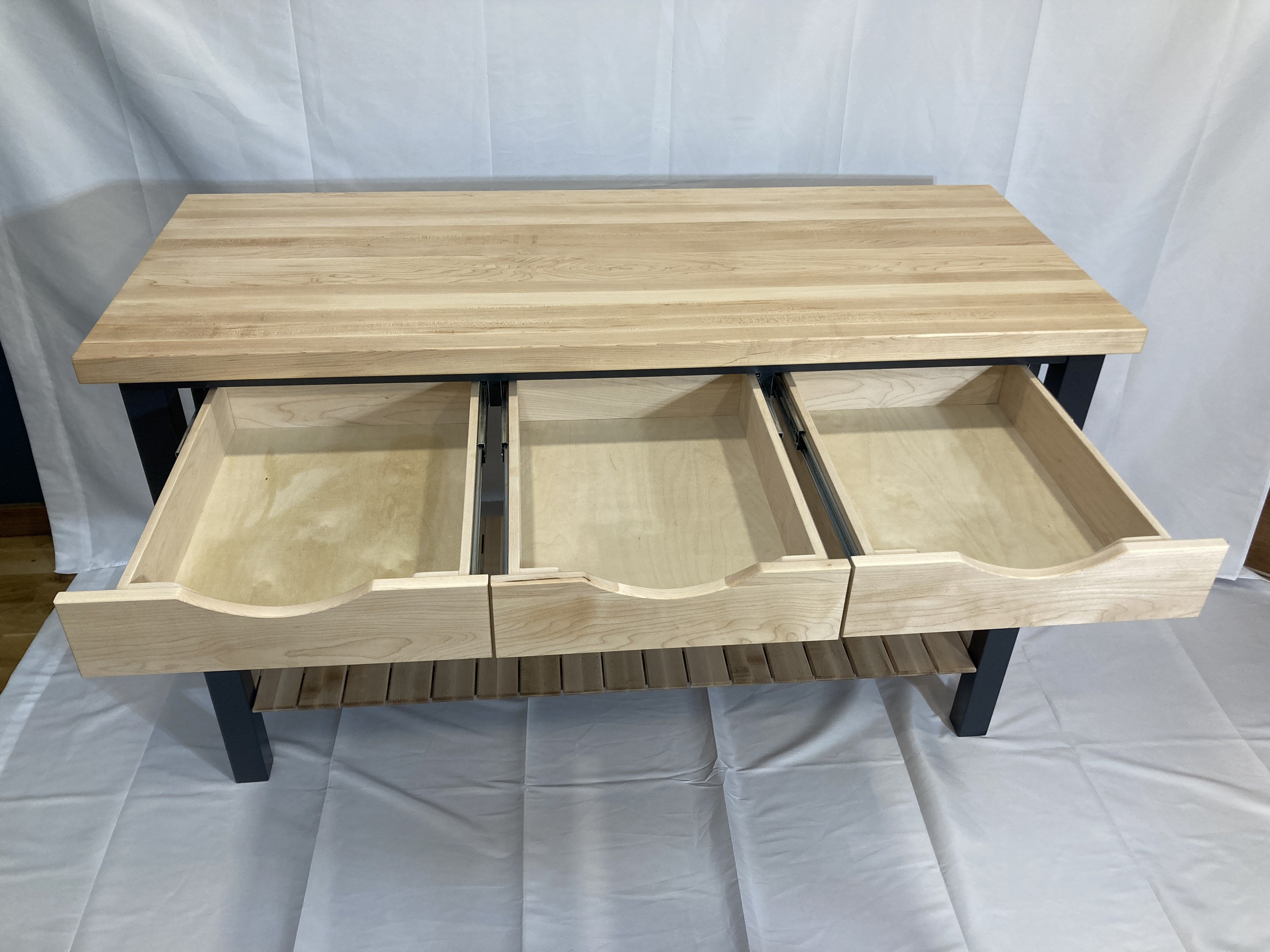 Handcrafted Solid Maple Butcher Block Kitchen Island With 3 Drawers - Etsy