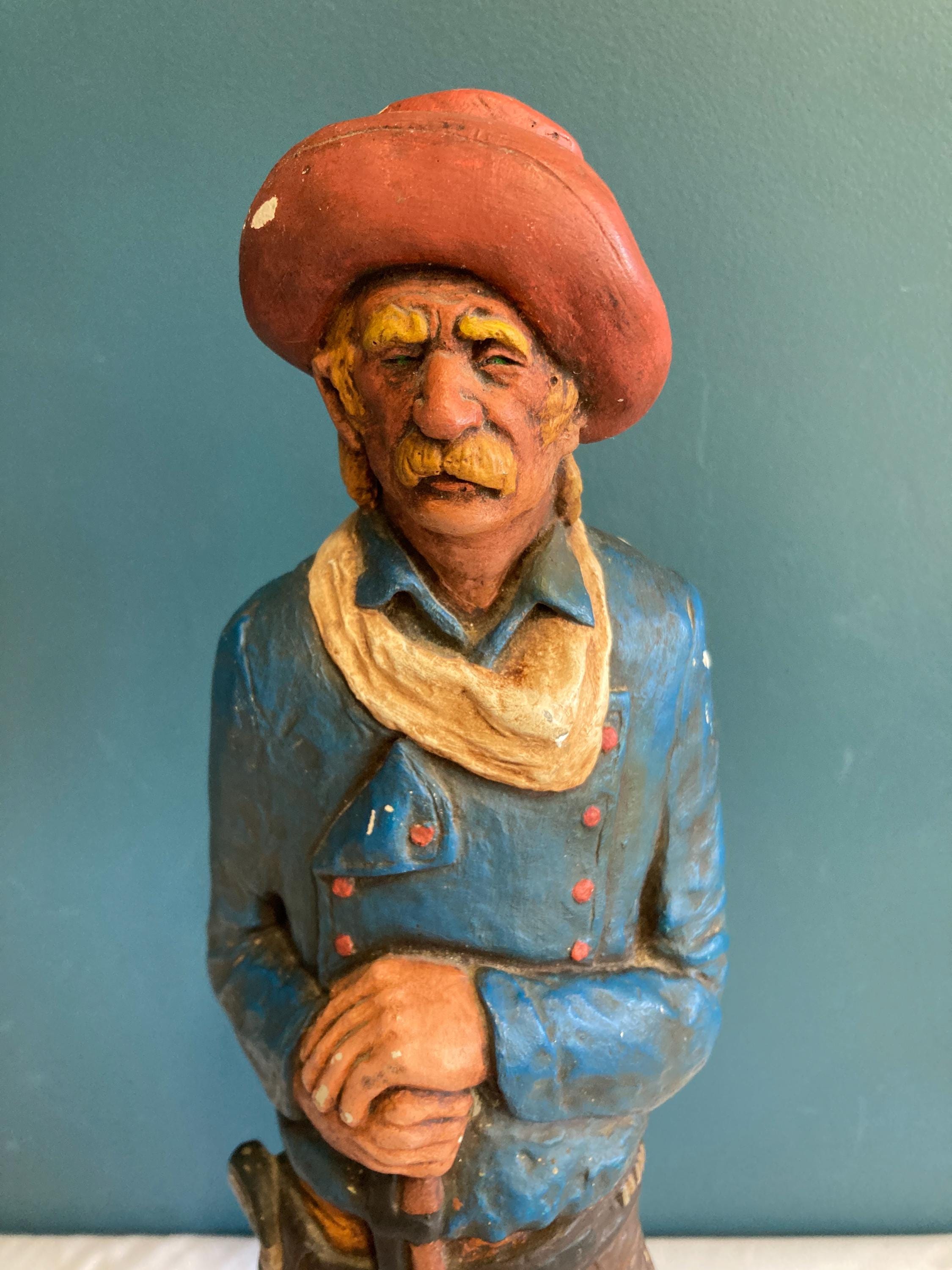 Vintage Painted Cowboy Figurine 16" Western Statue Rustic Decor ...