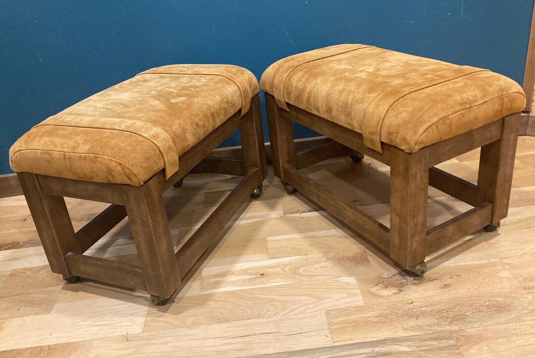 1970's Drexel Heritage Suede Golden Tan Ottomans or Footstools, Set of 2 - Etsy