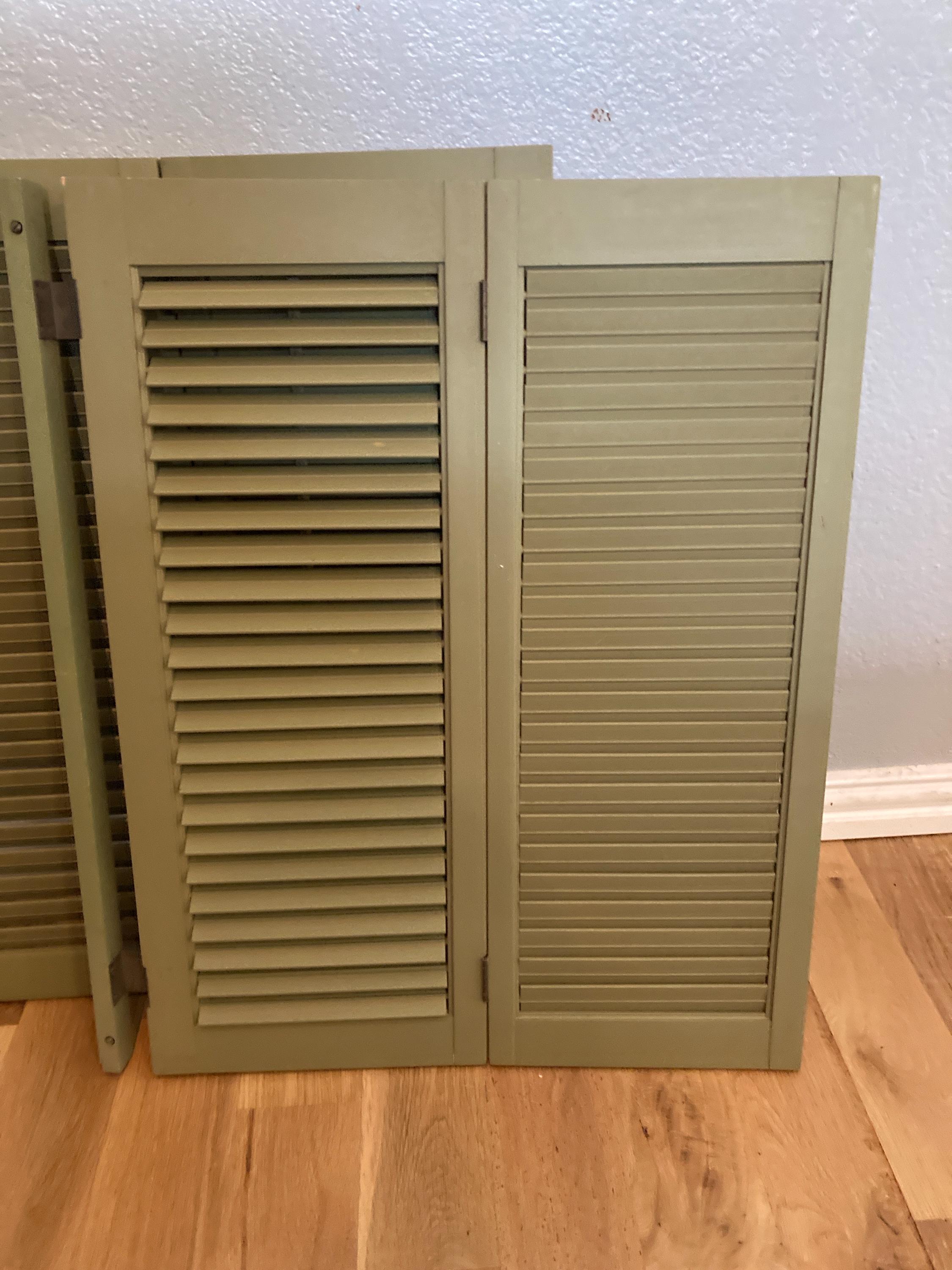 Vintage Sage Green Louvered Plantation Shutters, Set of 2 - Etsy