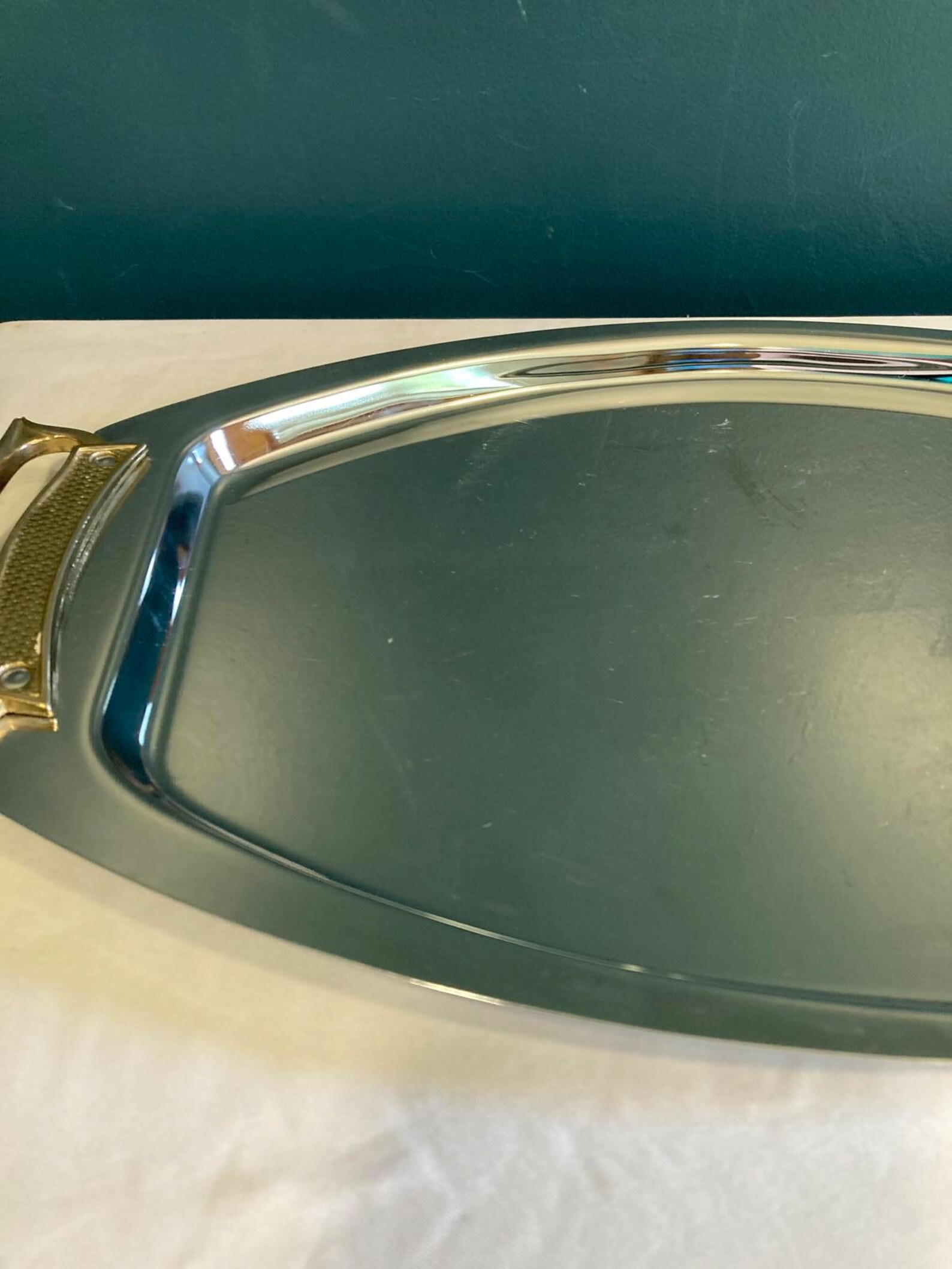 Vintage Kromex Serving Tray – Chrome & Brass Handles, Midcentury Modern ...