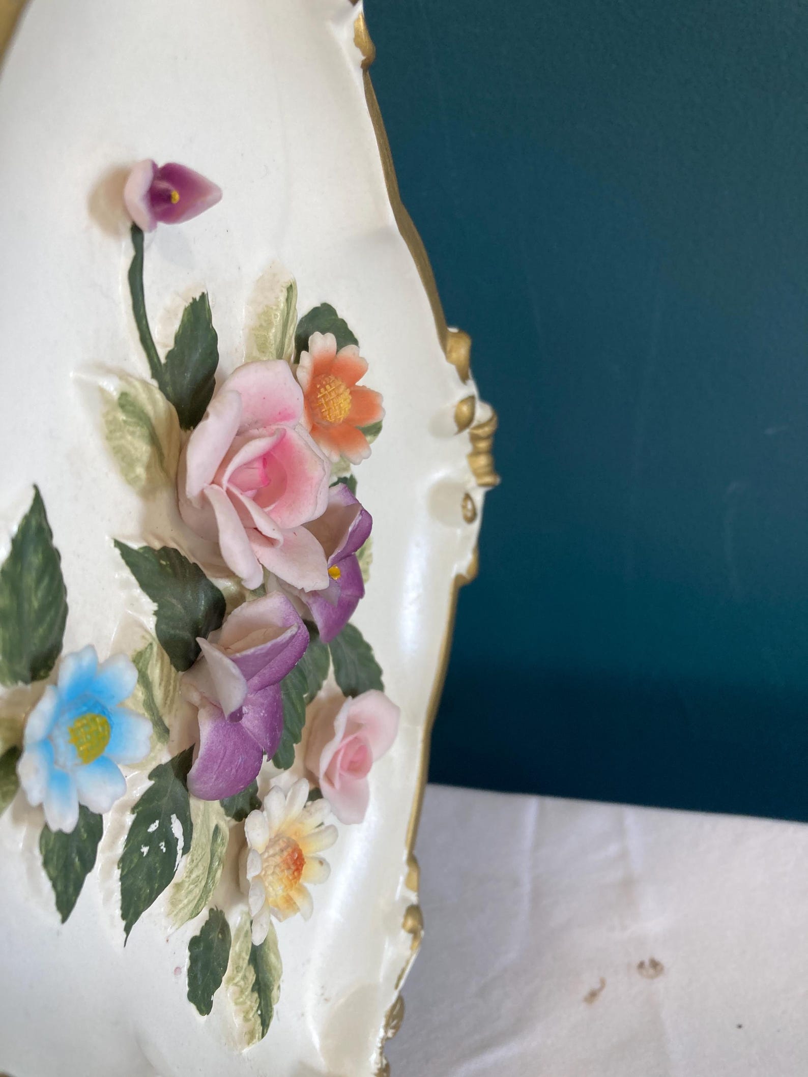 Vintage Lefton Ceramic Flower Wall Decor With Gold Edges - Etsy