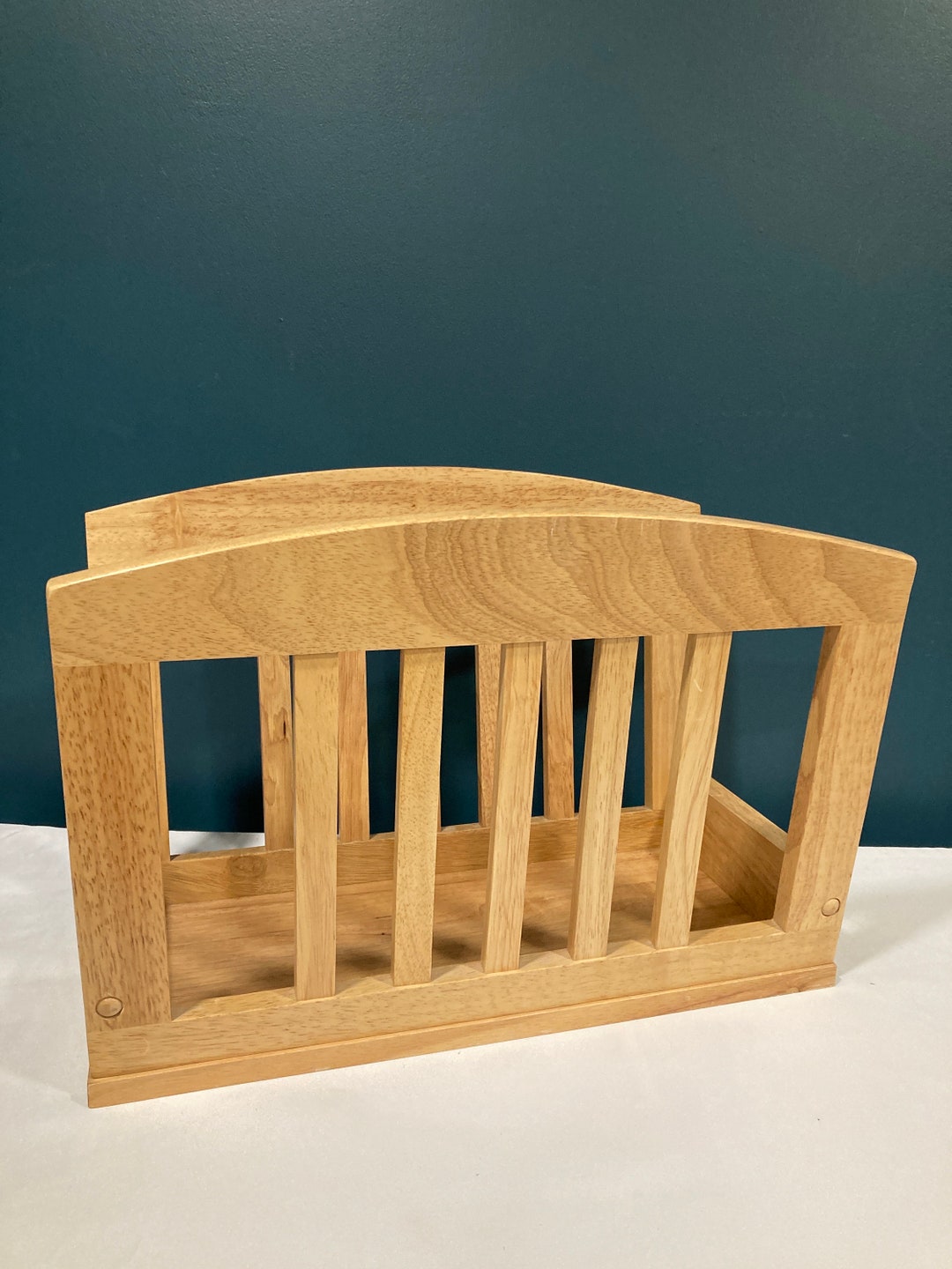 Vintage Solid Oak Blonde Wood Magazine Rack - Etsy