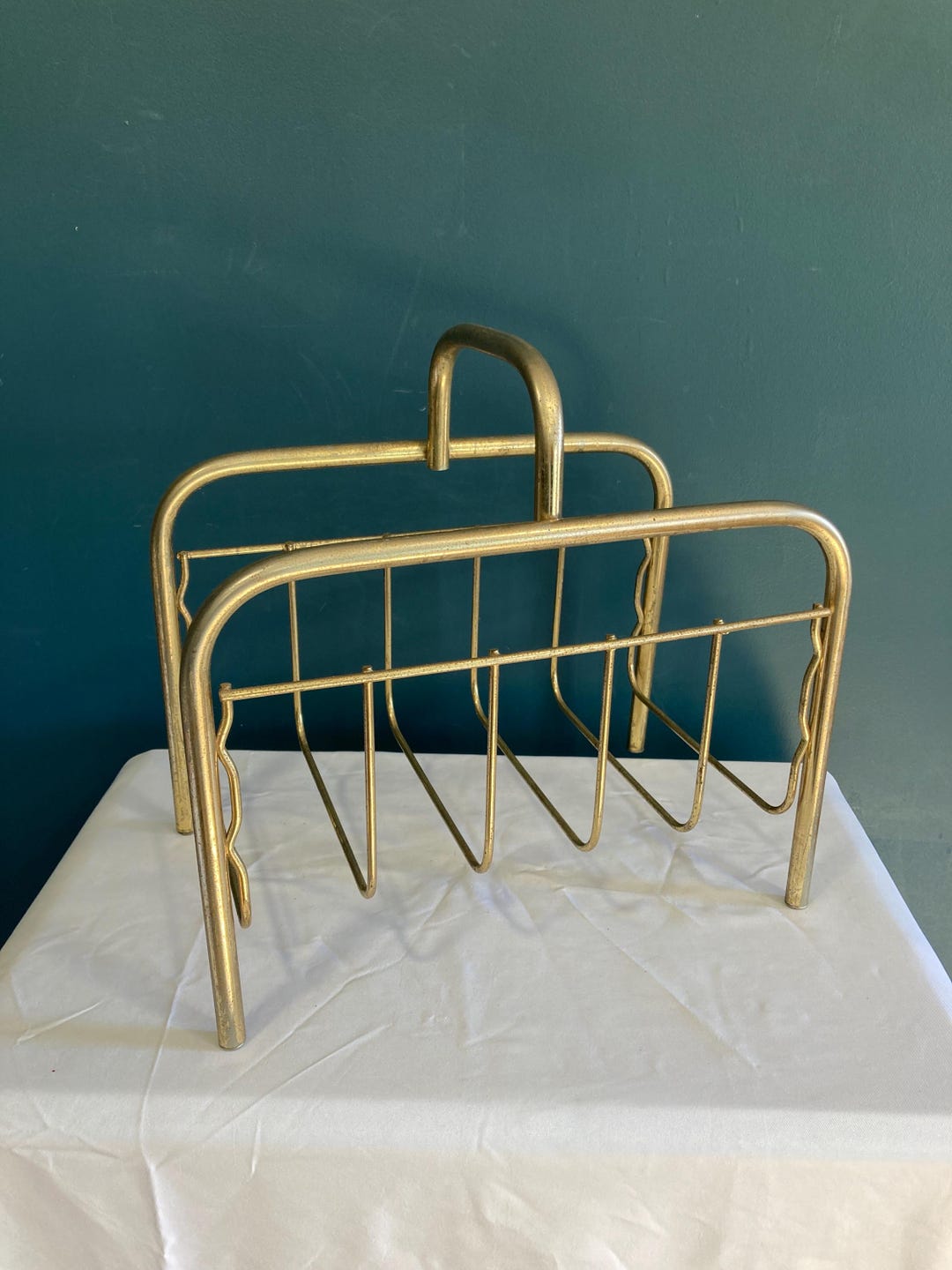 Vintage Brass Finish Small Magazine Rack - Etsy