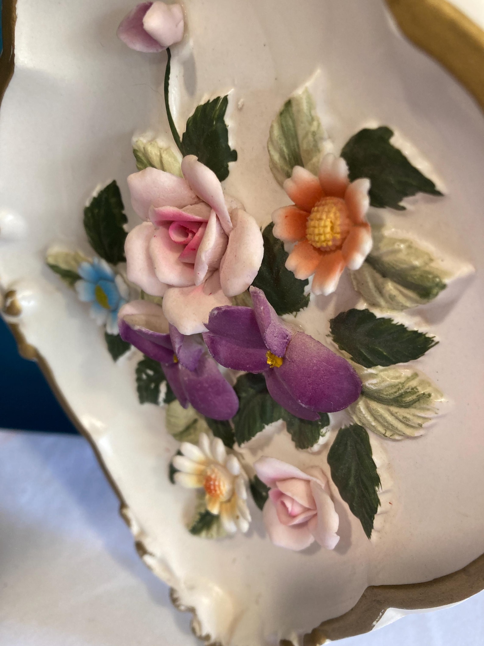 Vintage Lefton Ceramic Flower Wall Decor With Gold Edges - Etsy