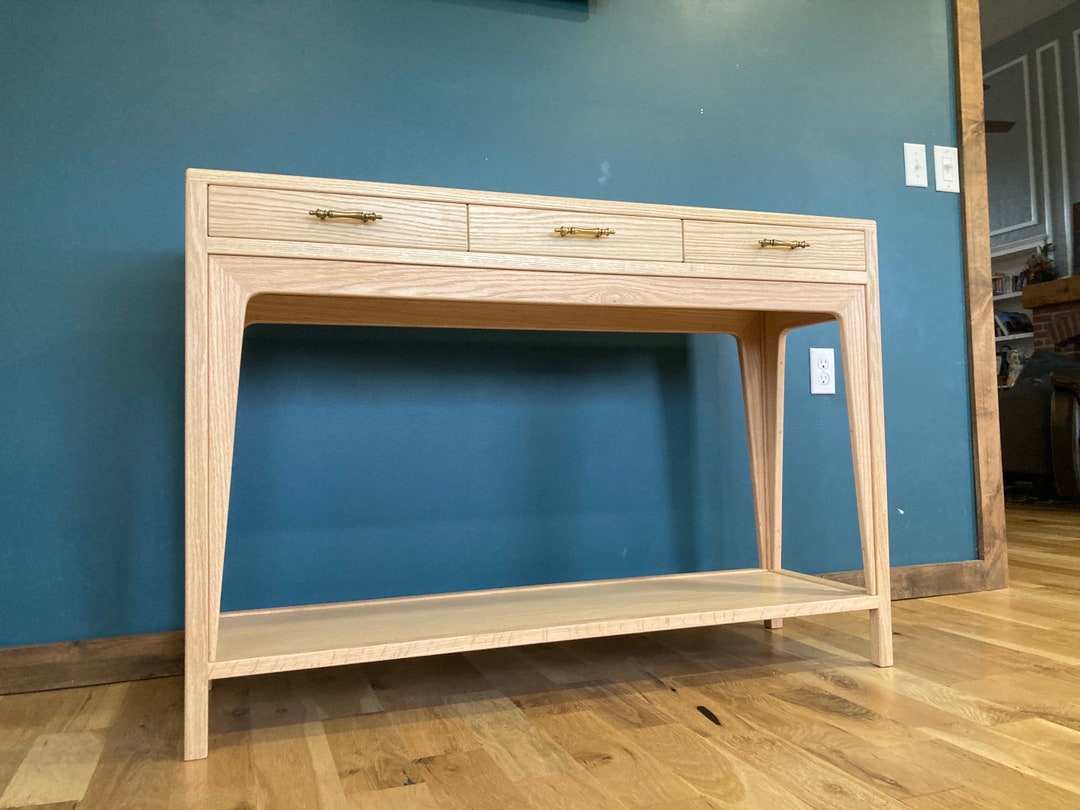 New Handcrafted Solid Oak Entry Table With Three Drawers - Etsy