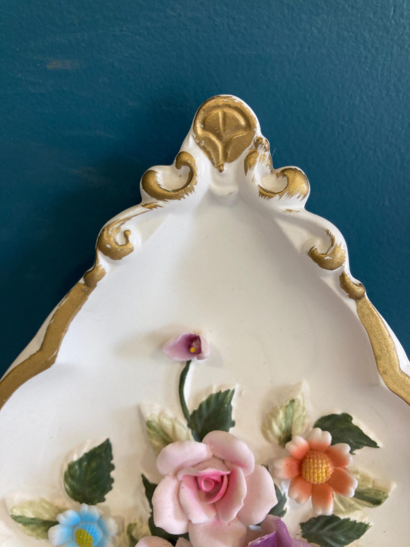 Vintage Lefton Ceramic Flower Wall Decor With Gold Edges - Etsy