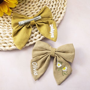 Personalized Hair Bows, Bows With Name, Name Embroidered Hair Clip ...