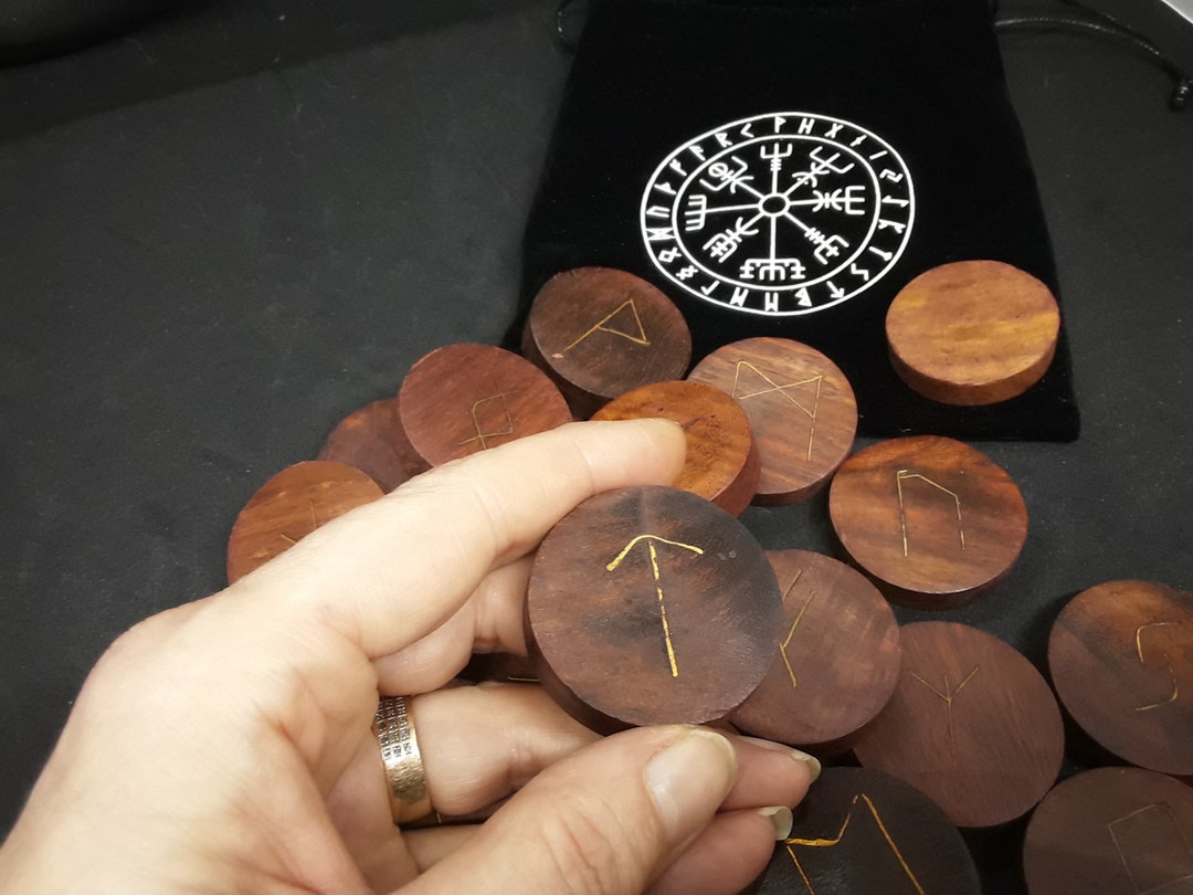 Wood Runes Set With Bag and A4 Guide, 25 Beautiful Nordic Runes ...