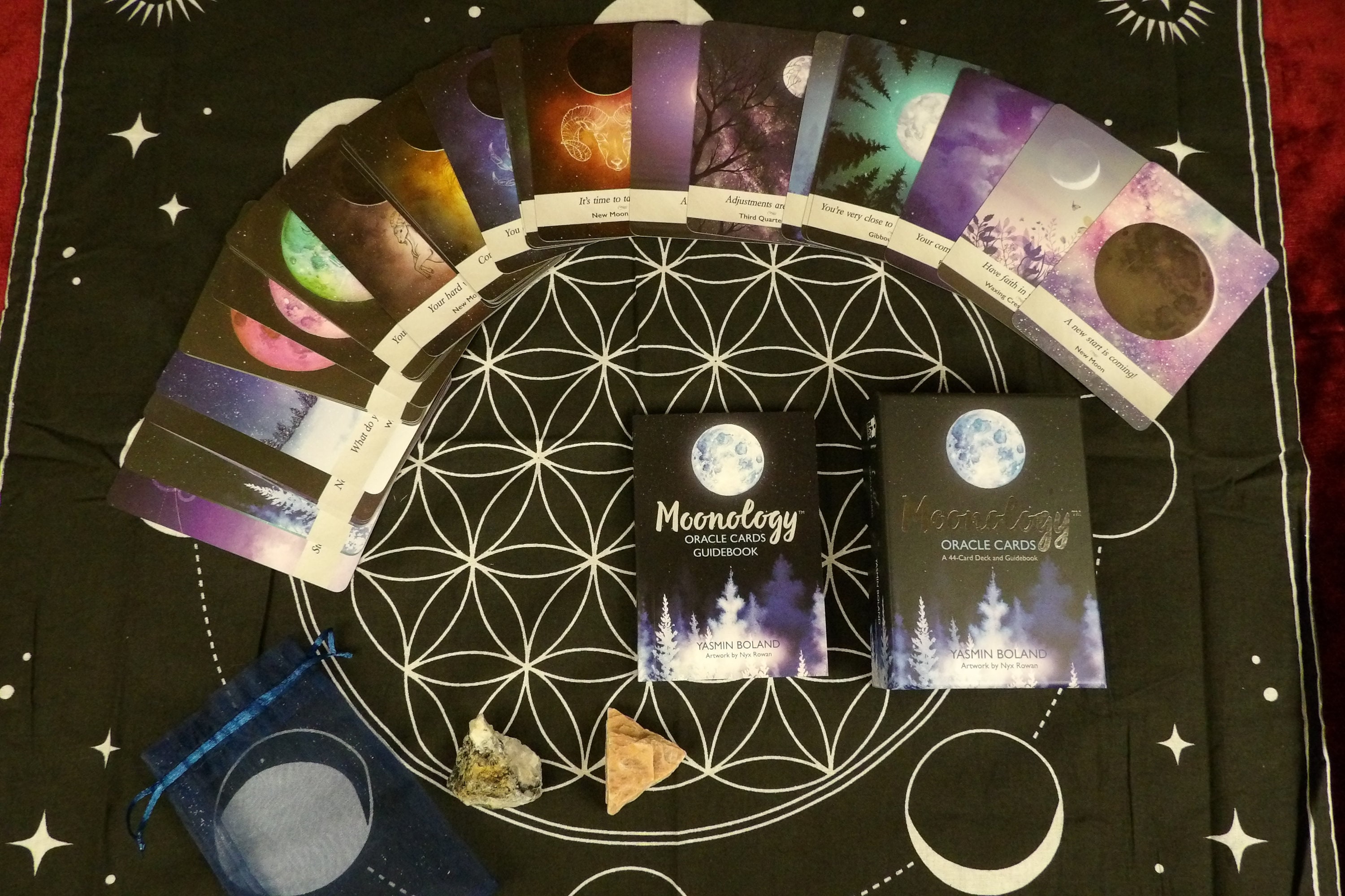 Moonology Oracle Card Set With Phases of the Moon Altar Cloth & 2 Raw ...