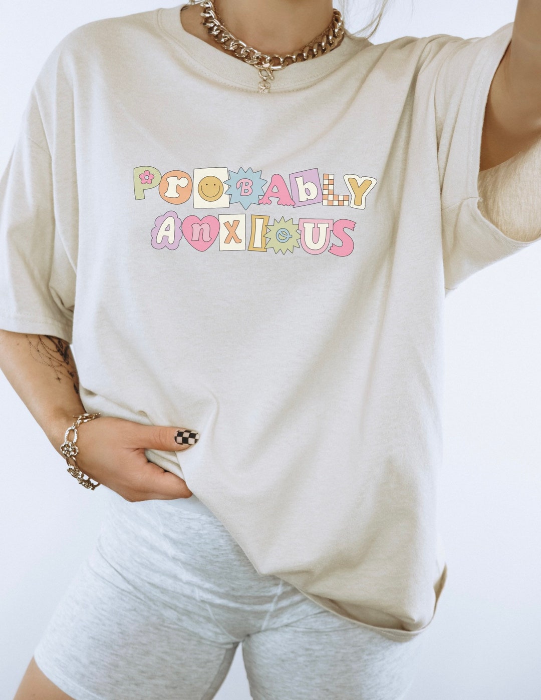 Probably Anxious Graphic Tee, Retro Graphic Tee, Mental Health Graphic ...