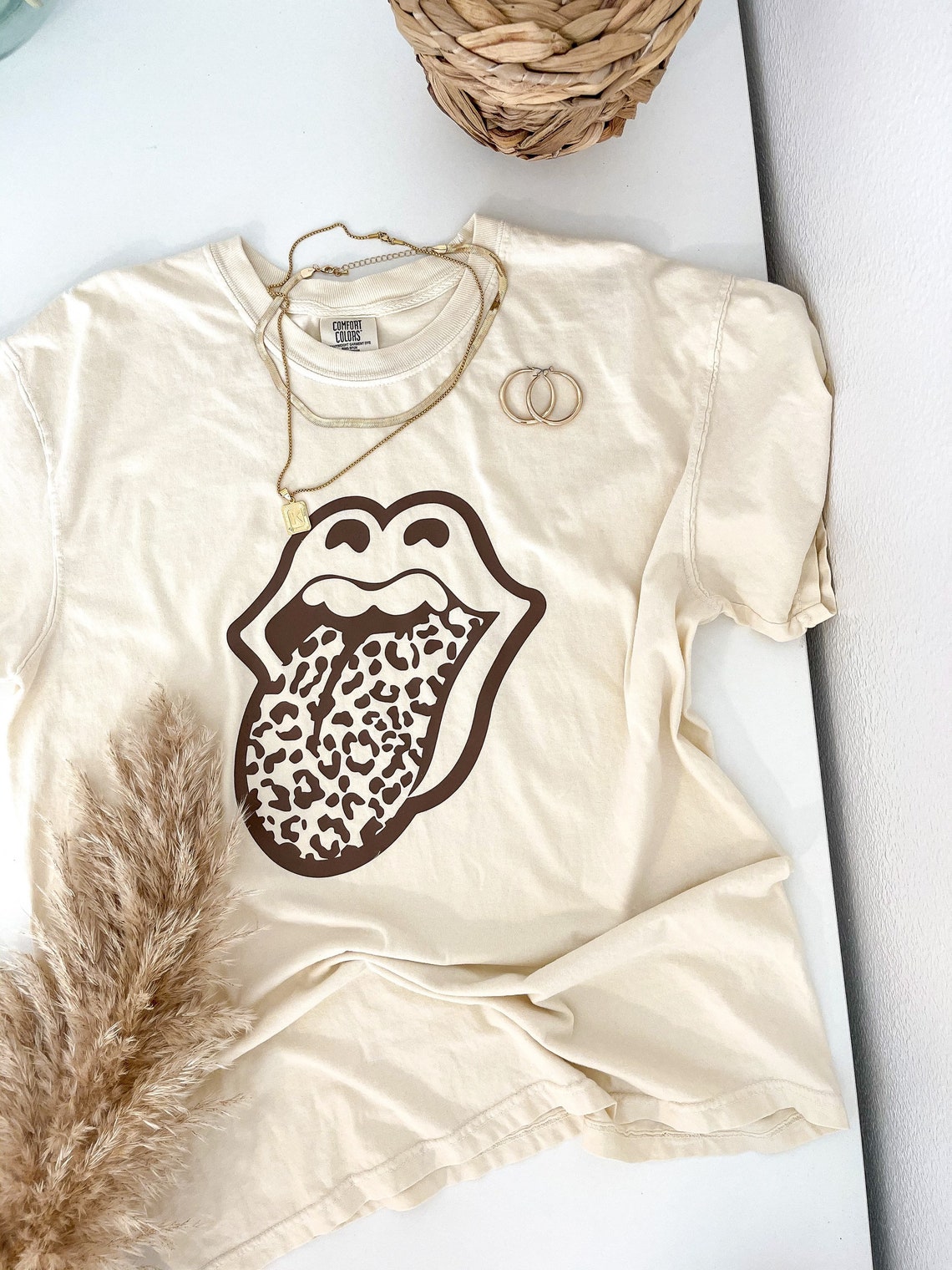 Leopard Lips Graphic Tee Rolling Stones Shirt Boho Graphic - Etsy