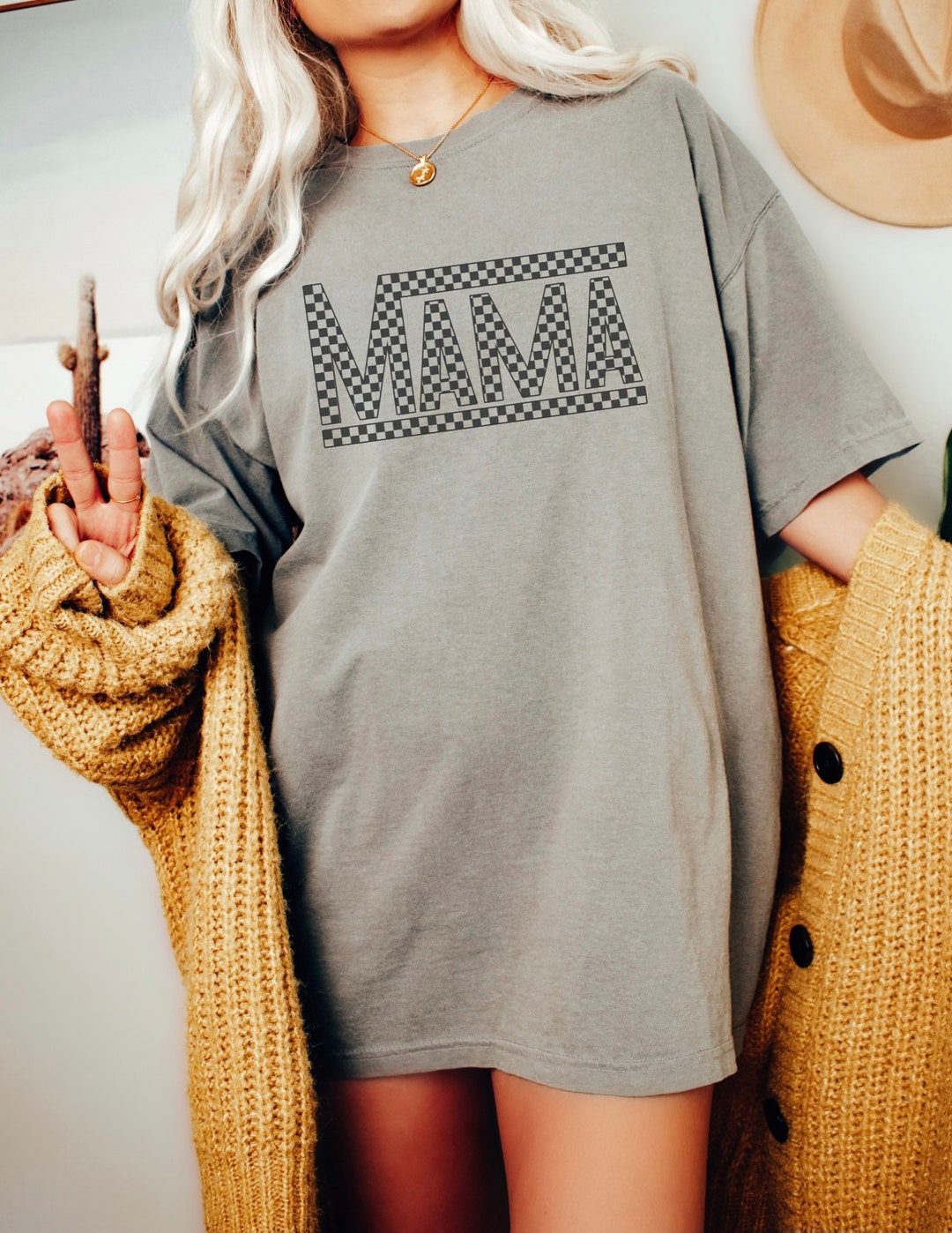 Mama Graphic Tee, Retro Mama Graphic Tee, Checkered Mama Tee, Mama ...