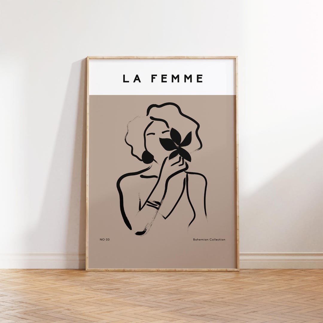 La Femme Line Art Print: Bohemian Minimalist Decor (digital Download ...