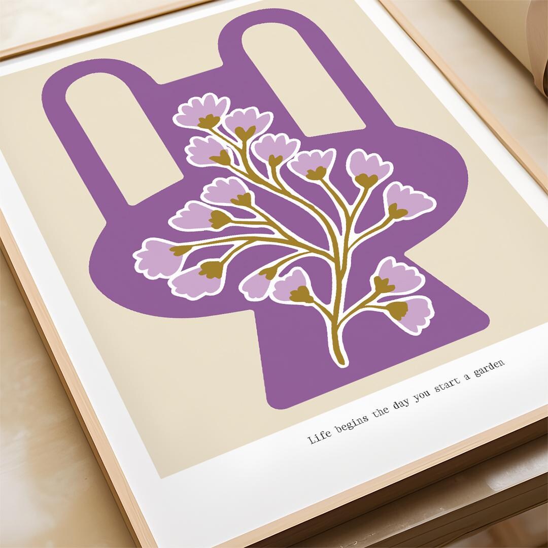 Minimalist Purple Flower Vase Art Print Inspirational Quote Digital ...