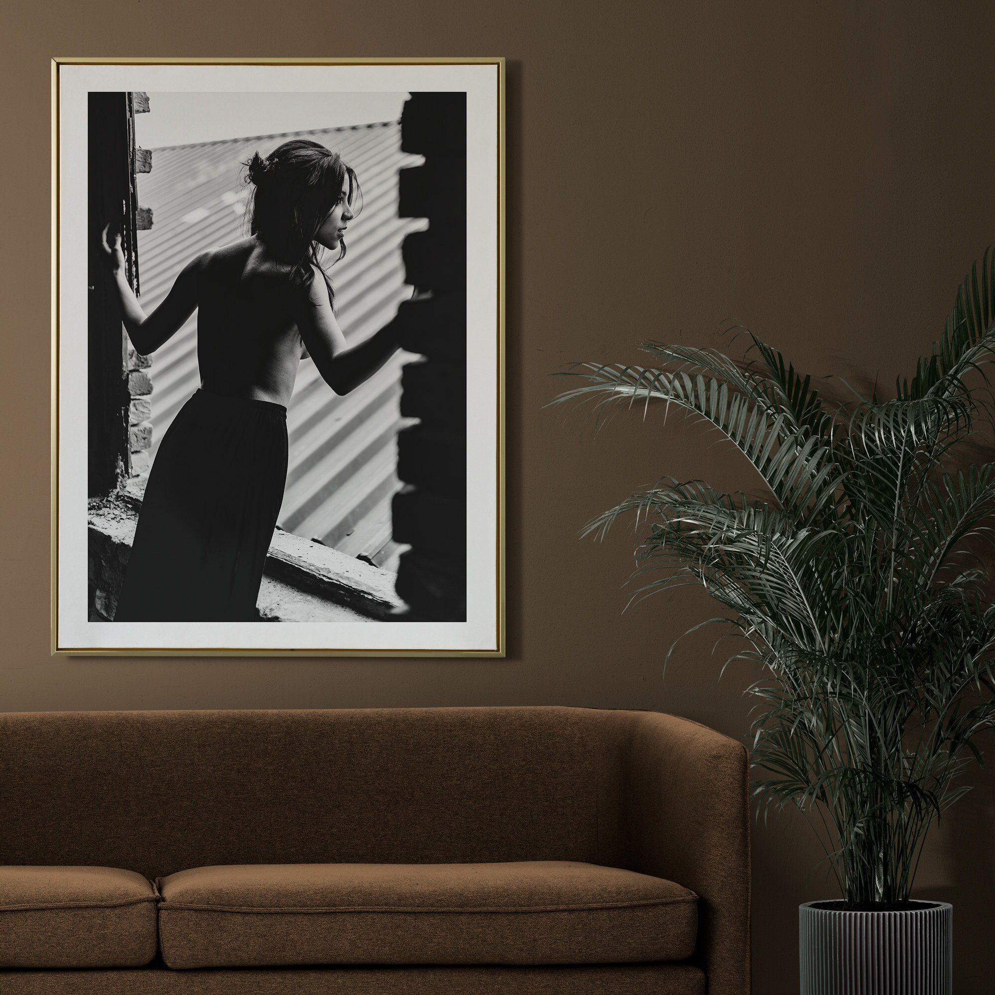 Lady in Window, Black and White, Trendy Wall Art, Sexy Fashion Poster ...