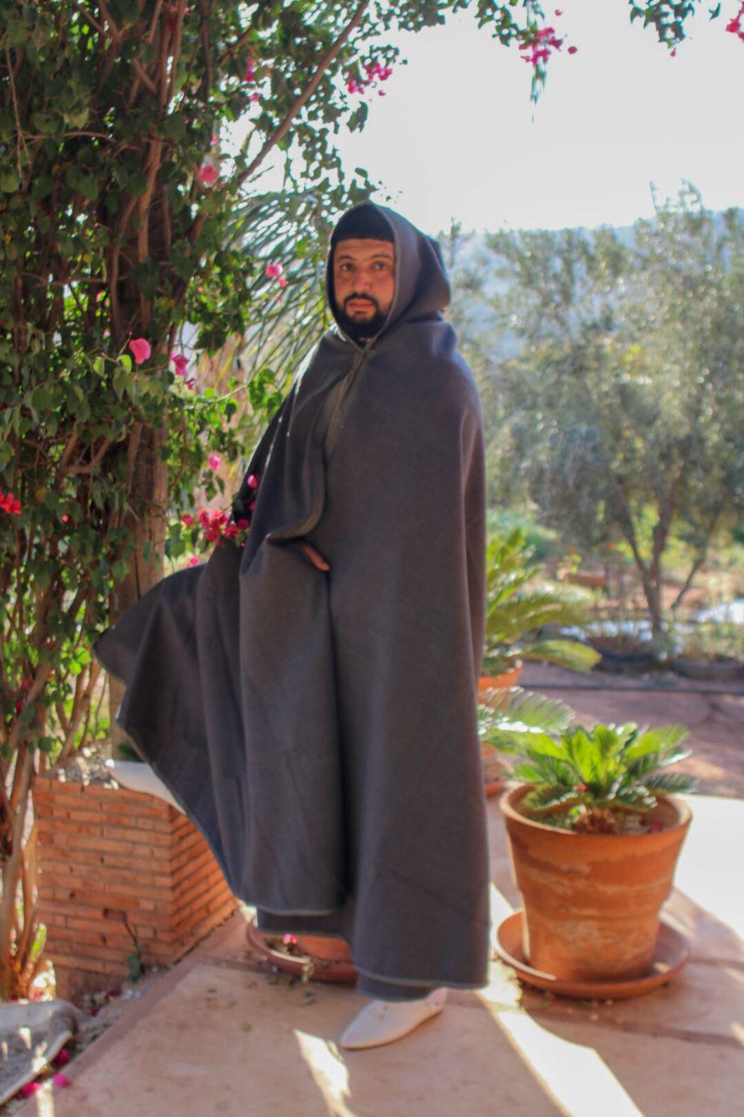 Moroccan Winter Silham, Black Warm Overcoat, Traditional Burnouse Cape ...