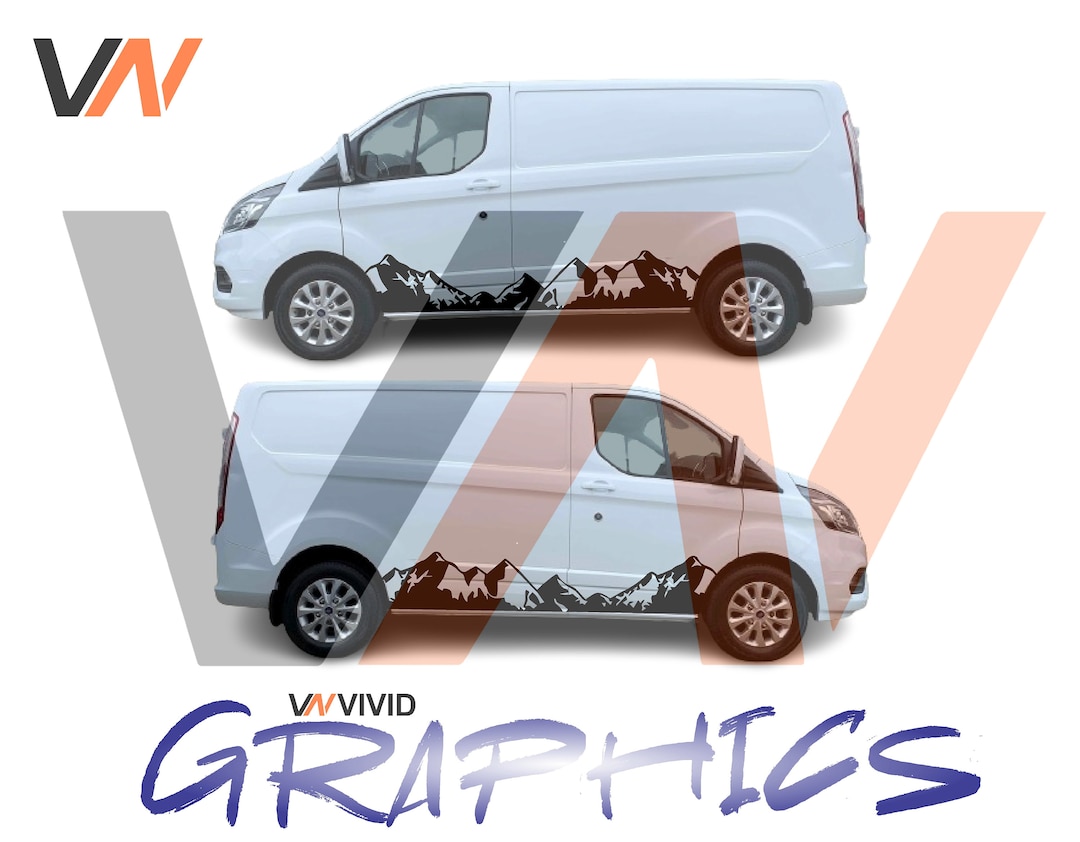 To Fit FORD TRANSIT Custom Connect Side Mountains Stripes Graphics ...