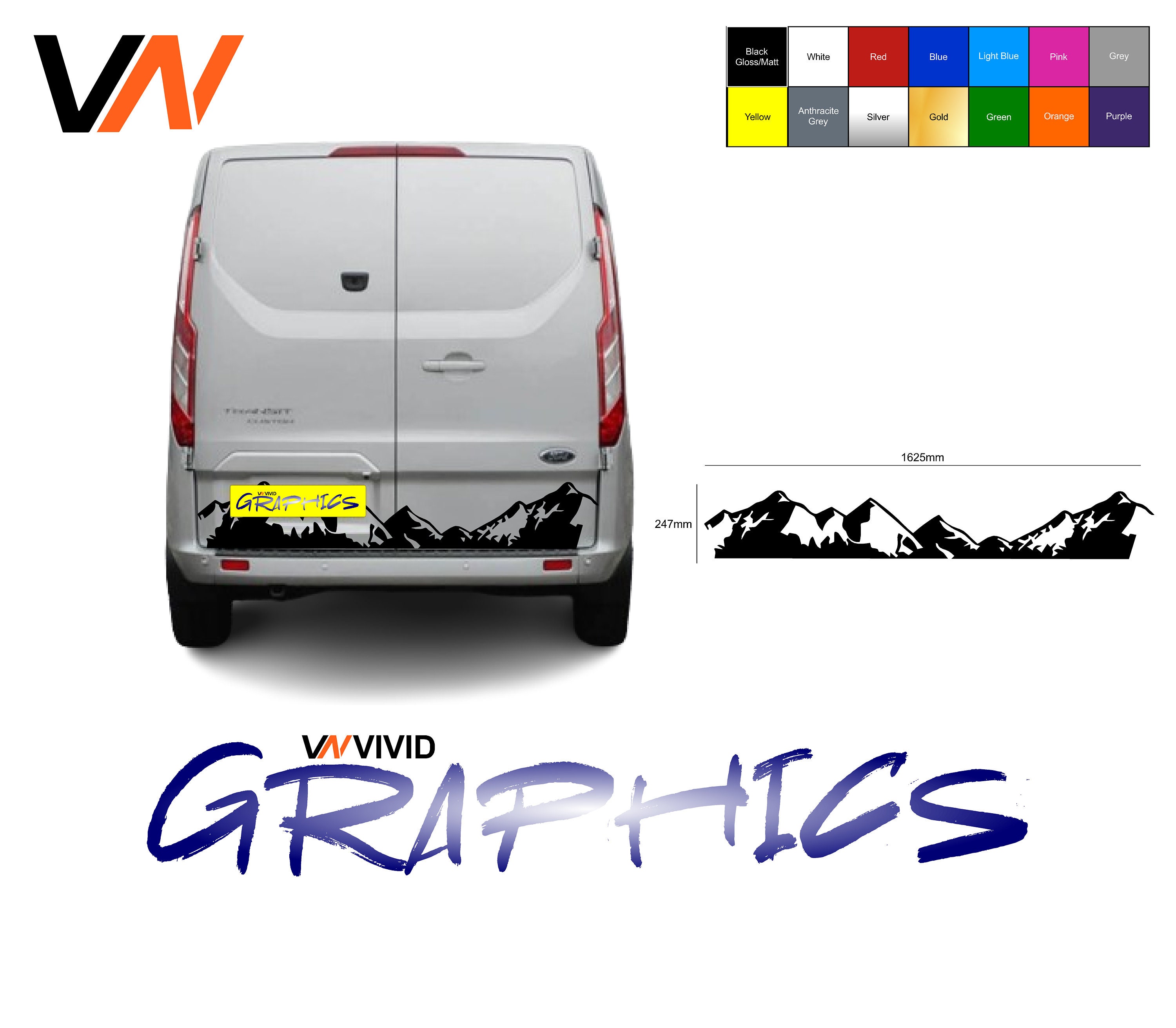 To Fit Ford Transit Custom Connect Side Mountains Stripes Graphics ...
