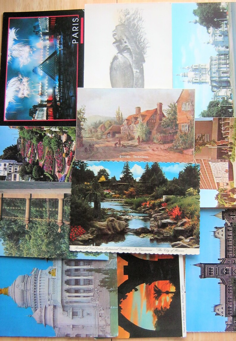 30 Vintage Postcards From Around the World set F | Etsy