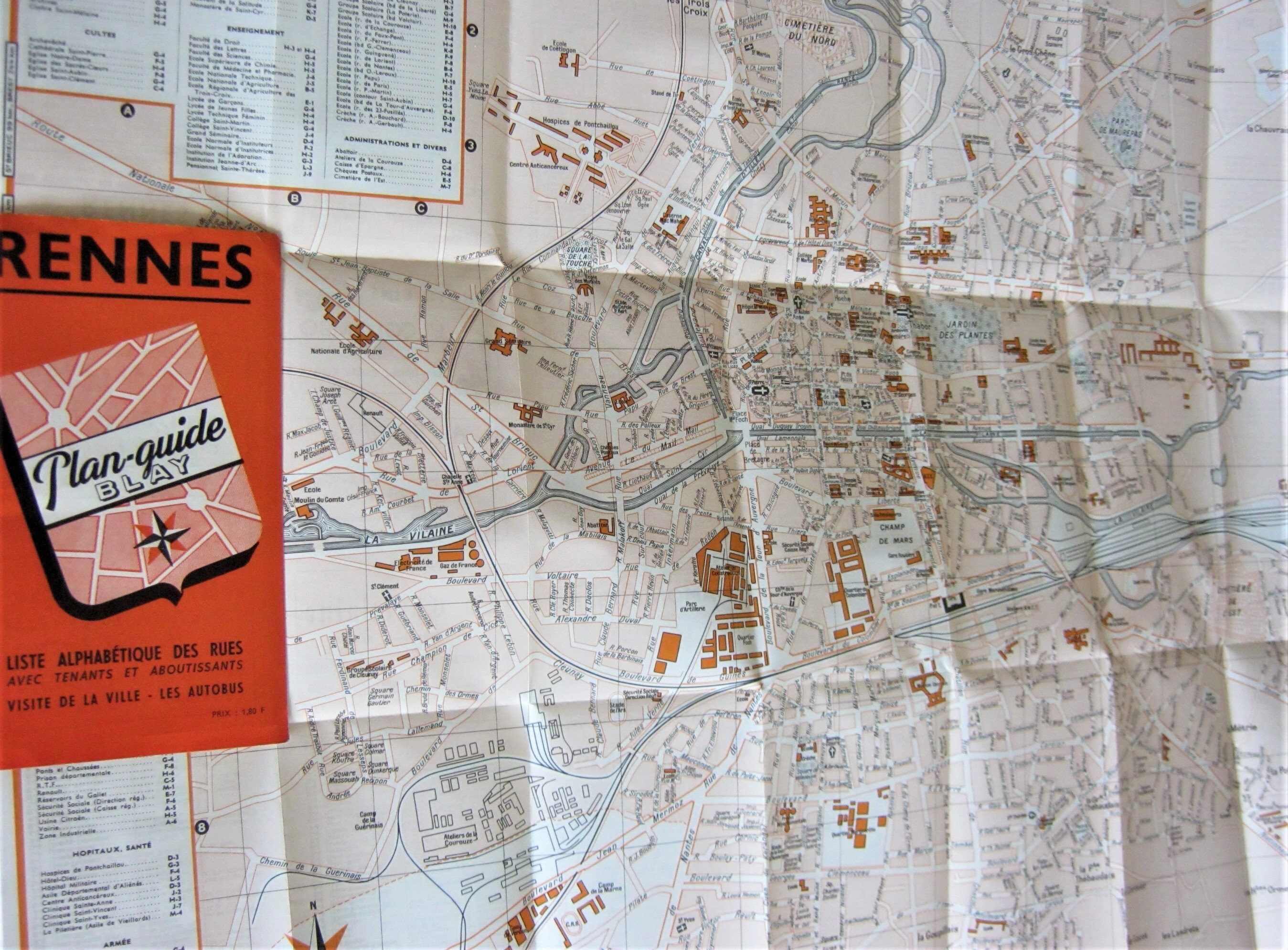 Map of RENNES France Vintage 1961 Plan-guide Blay - Etsy UK