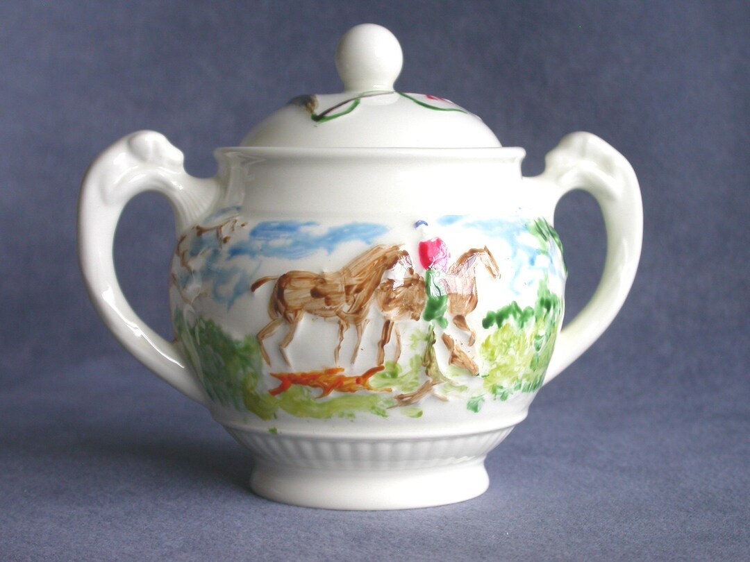 Vintage Wedgwood Hand-painted Trinket Pot With Fox Hunting Scene - Etsy