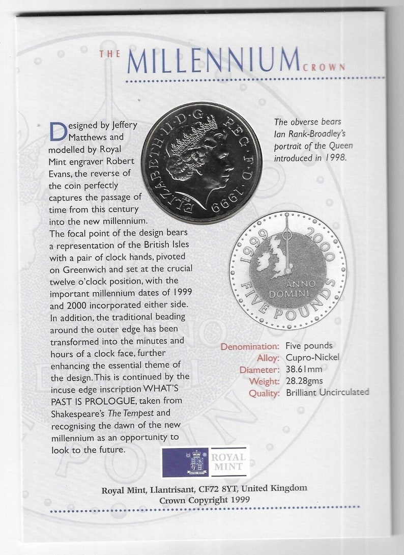 Royal Mint Millennium Proof 5 Pound Coin - Etsy