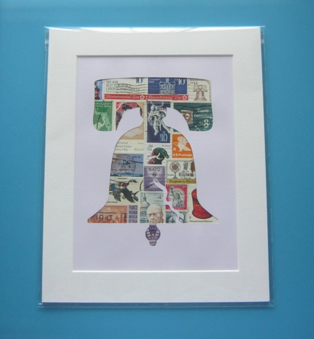 USPS Stamp Art American Vintage Stamp Collage / Artwork Liberty Bell - Etsy