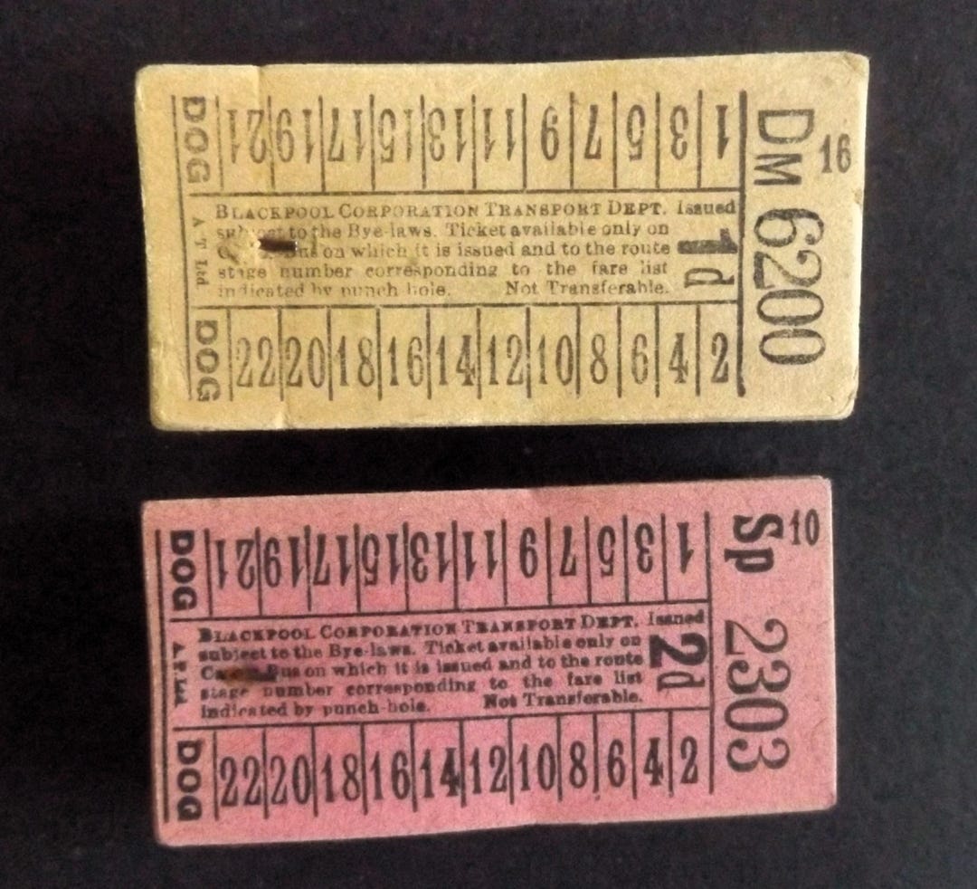 1950s Blackpool Corporation Transport Bus Tickets - Block of 100 Bus ...
