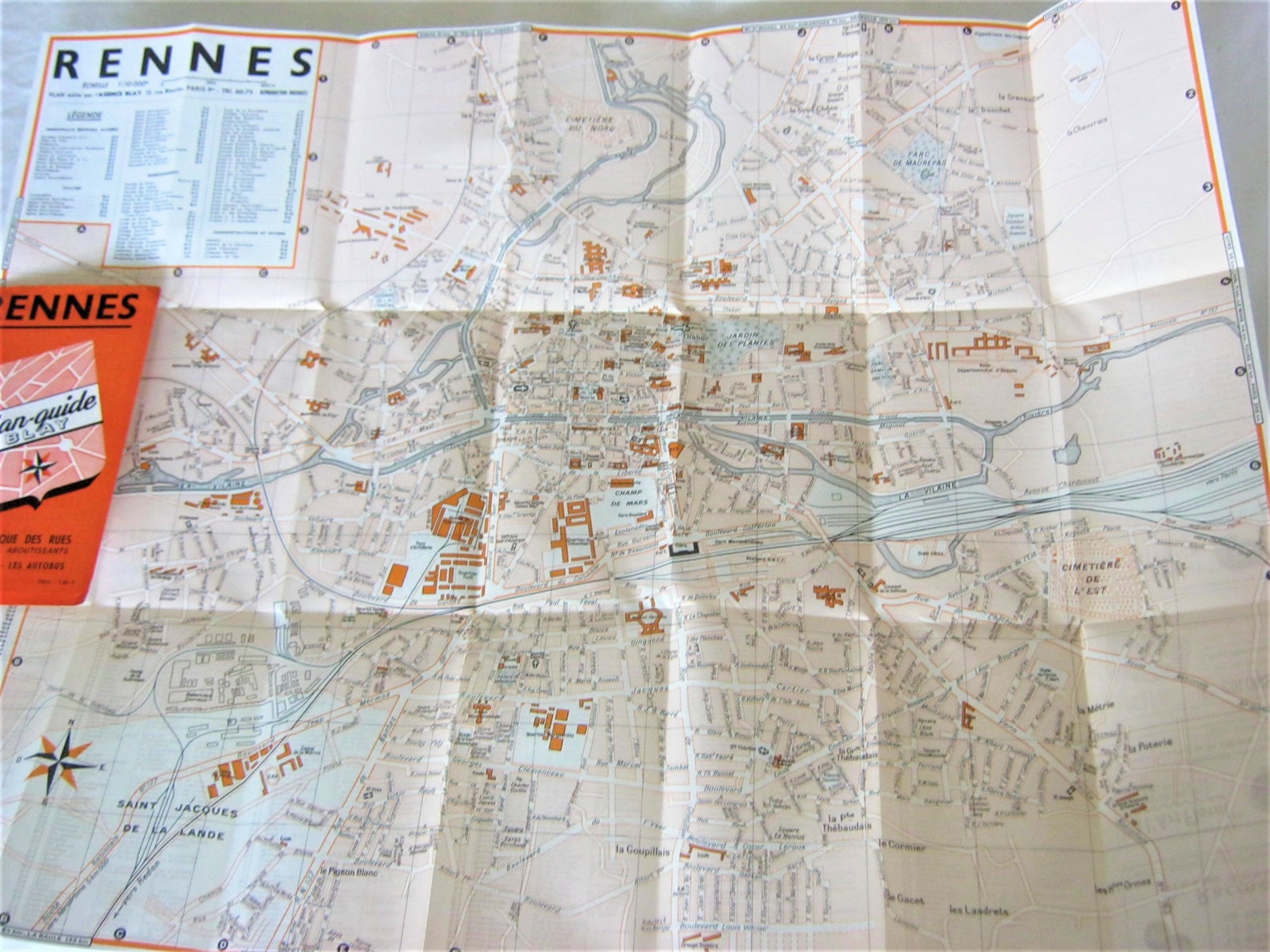 Map of RENNES France Vintage 1961 Plan-guide Blay - Etsy