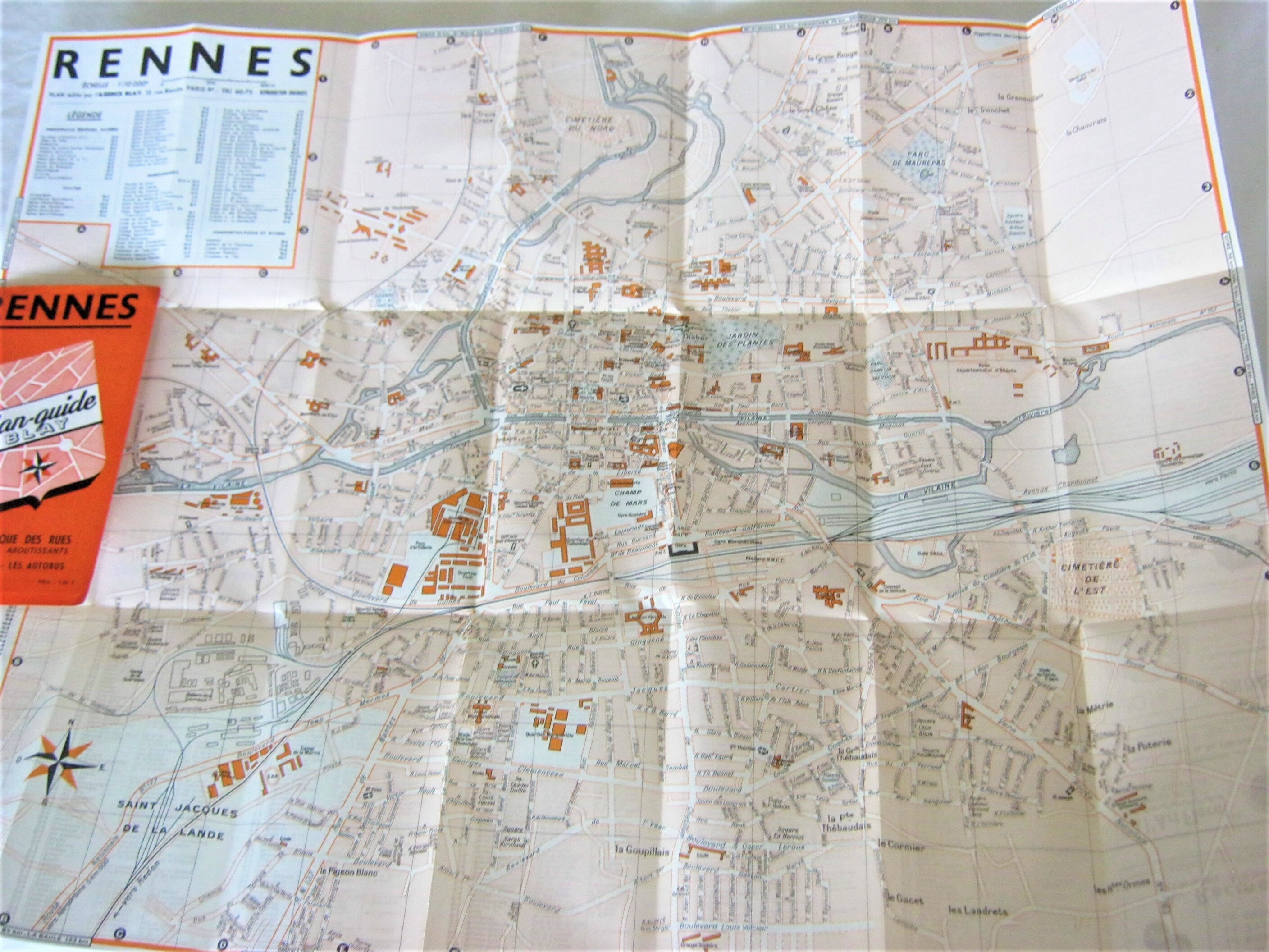 Map of RENNES France Vintage 1961 Plan-guide Blay - Etsy UK