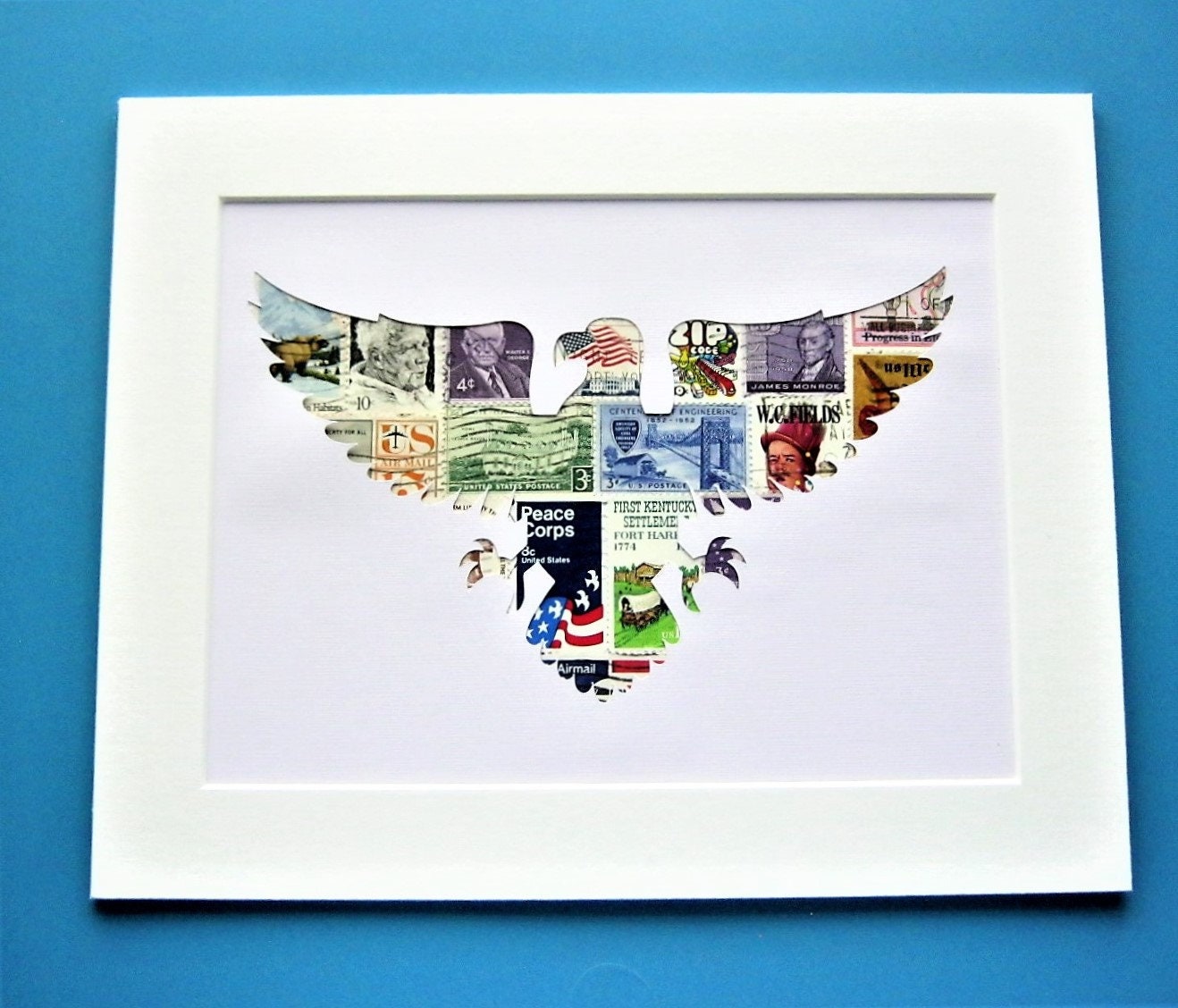 USPS Postage Stamp Art American Vintage Stamp Collage / Artwork Eagle ...