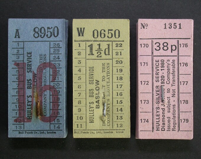3 X Vintage Unissued Bus Ticket Blocks - Hulleys of Baslow (derbyshire ...