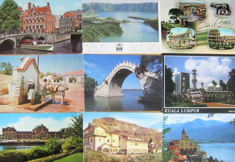 30 Vintage Postcards From Around the World set F - Etsy