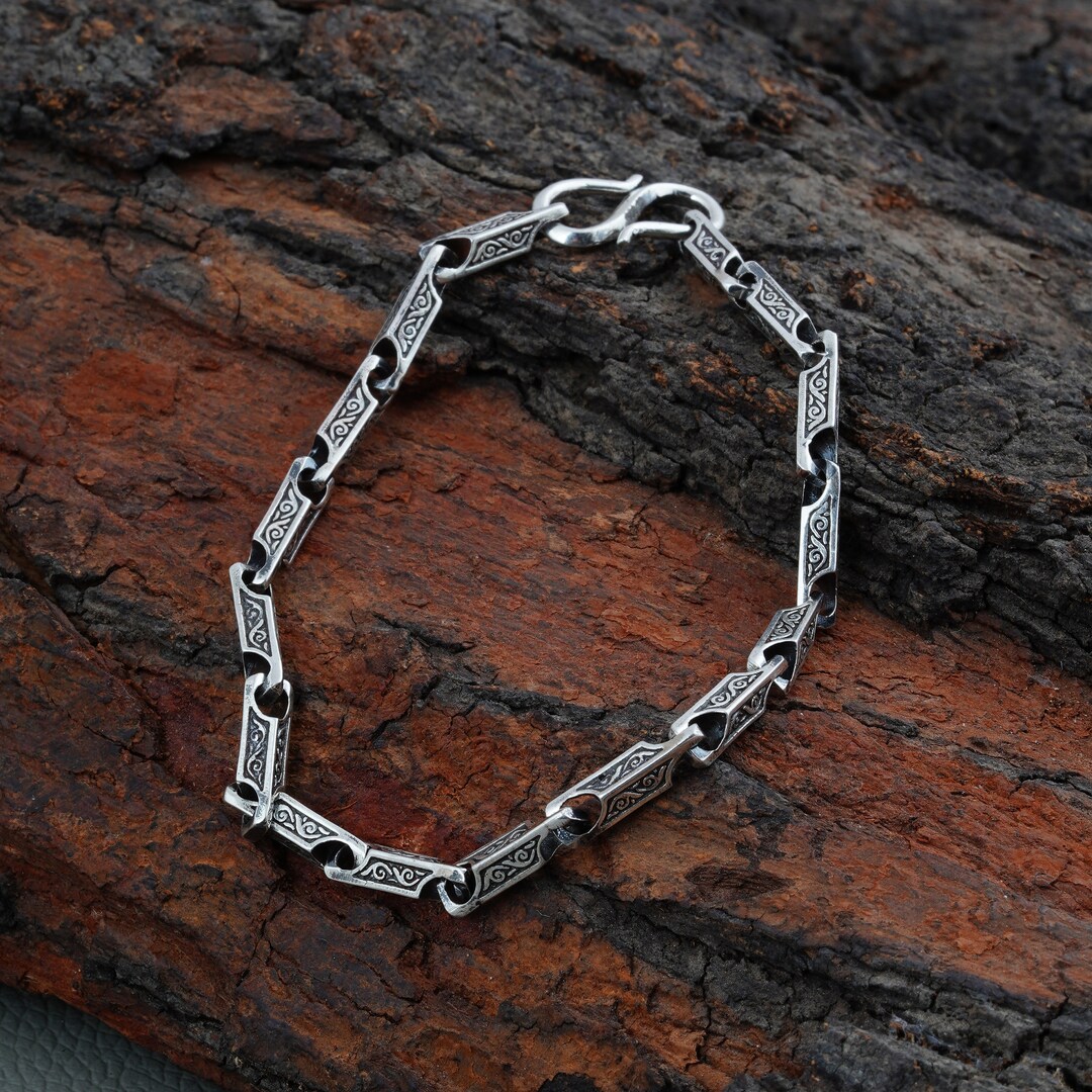 Silver Heavy Bracelet, Fathers Day Gift, Men Sterling Silver Heavy ...