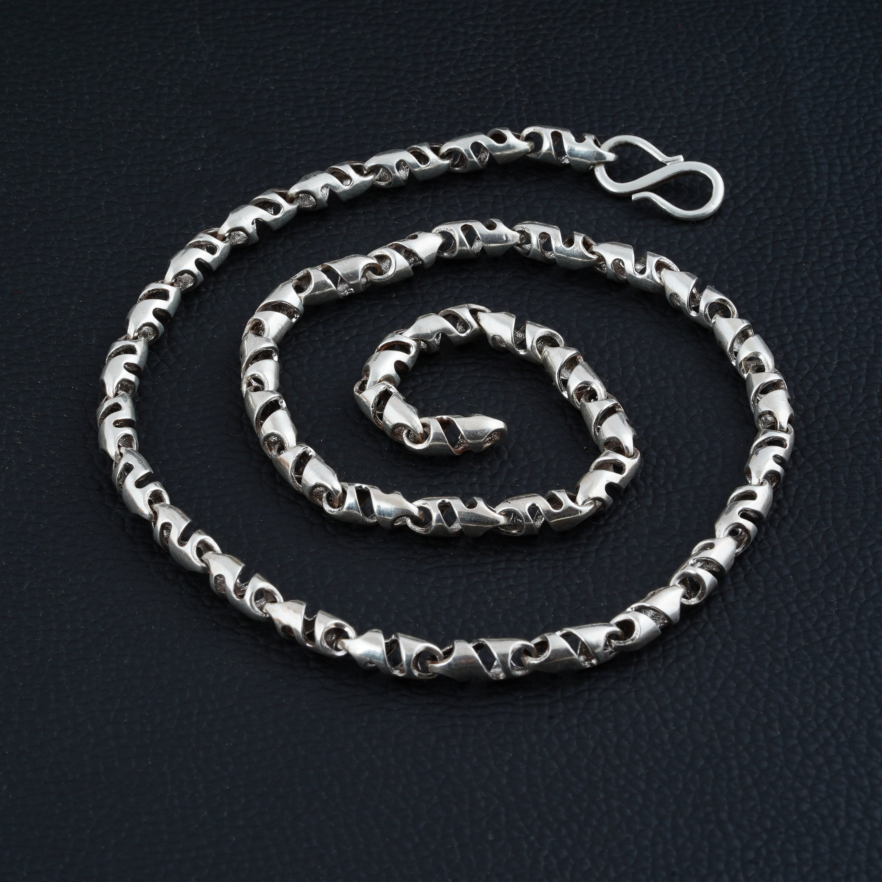 Chunky 925 Sterling Silver Fancy Link Chain, Unique Polished ...