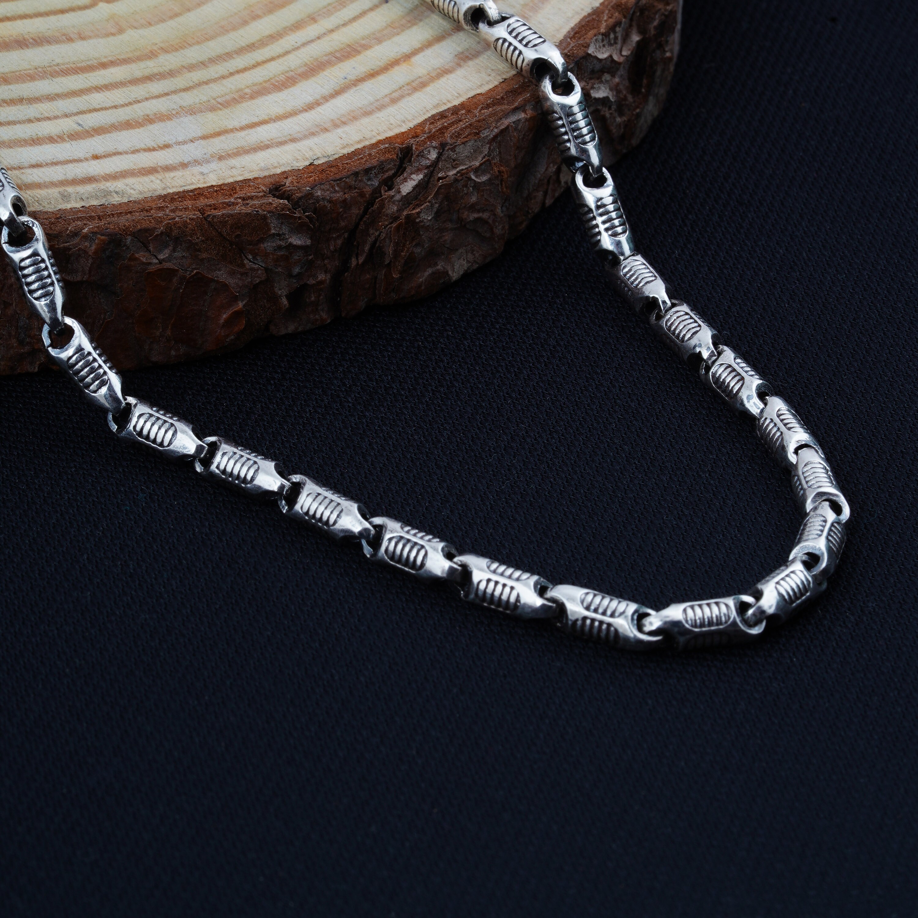 Engraved Heavy Stylish Silver Chain, Men and Women Silver Chain ...