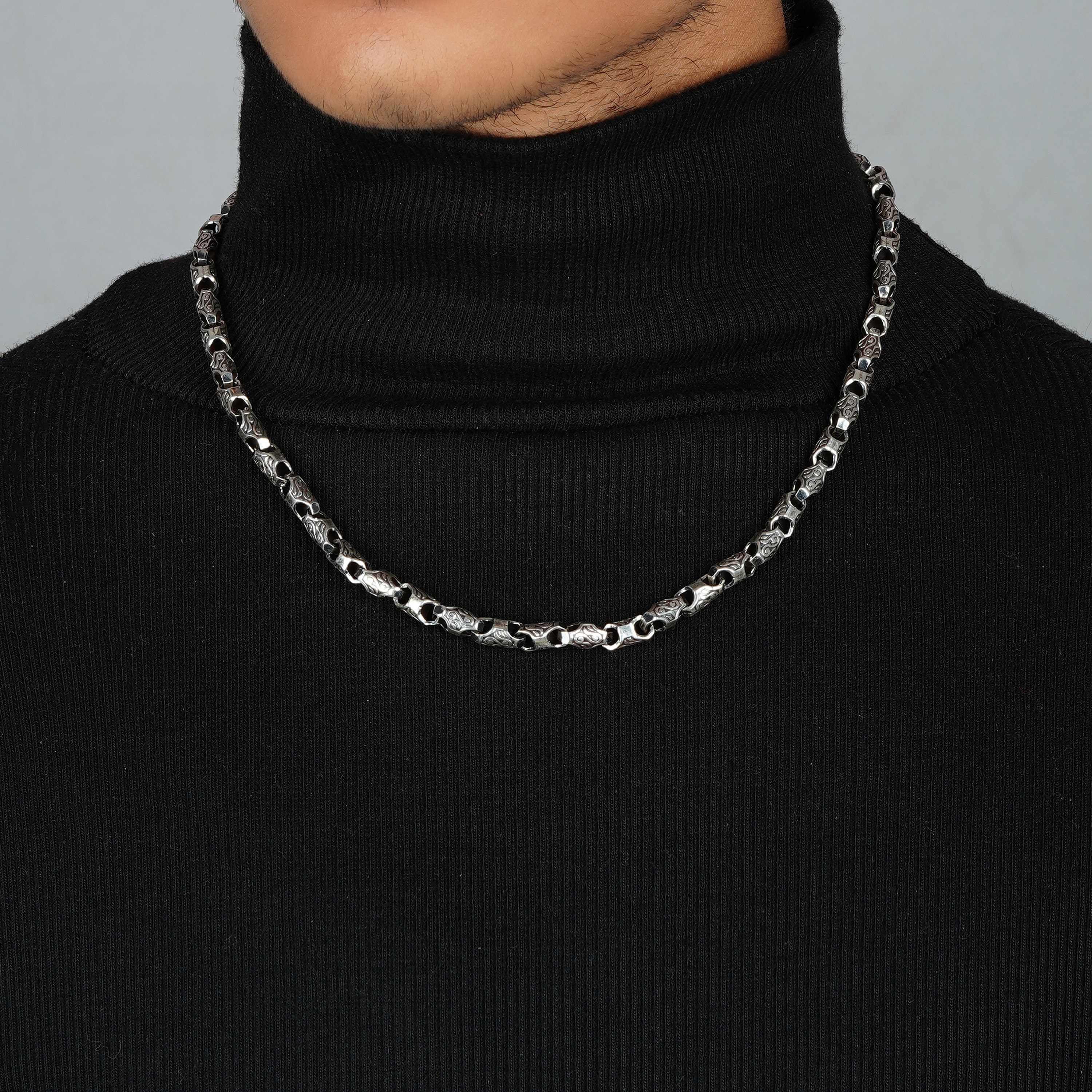 Mens Engraved Silver Chain Necklace, Fathers Day Gift, Unique Birthday ...