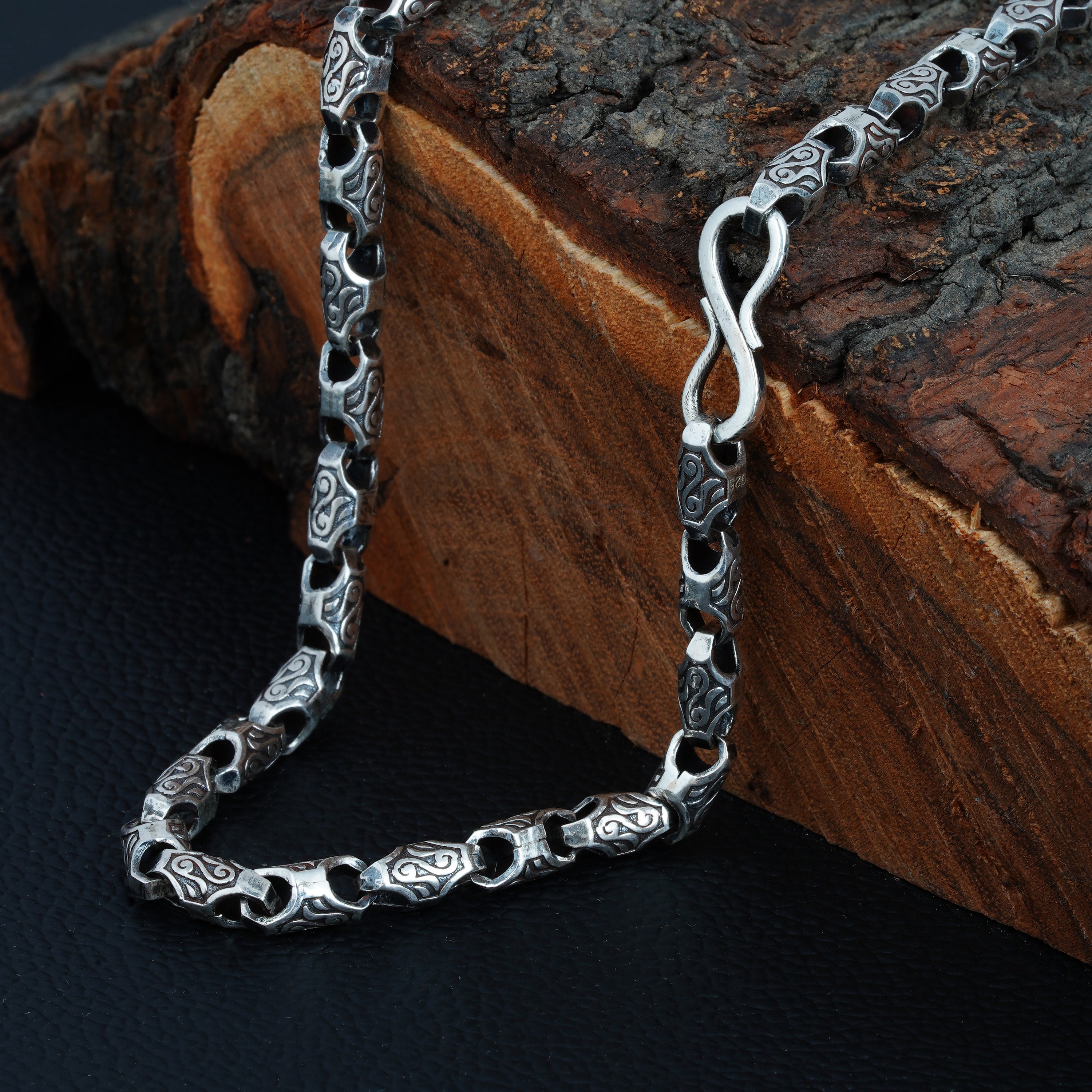 Mens Engraved Silver Chain Necklace, Fathers Day Gift, Unique Birthday ...