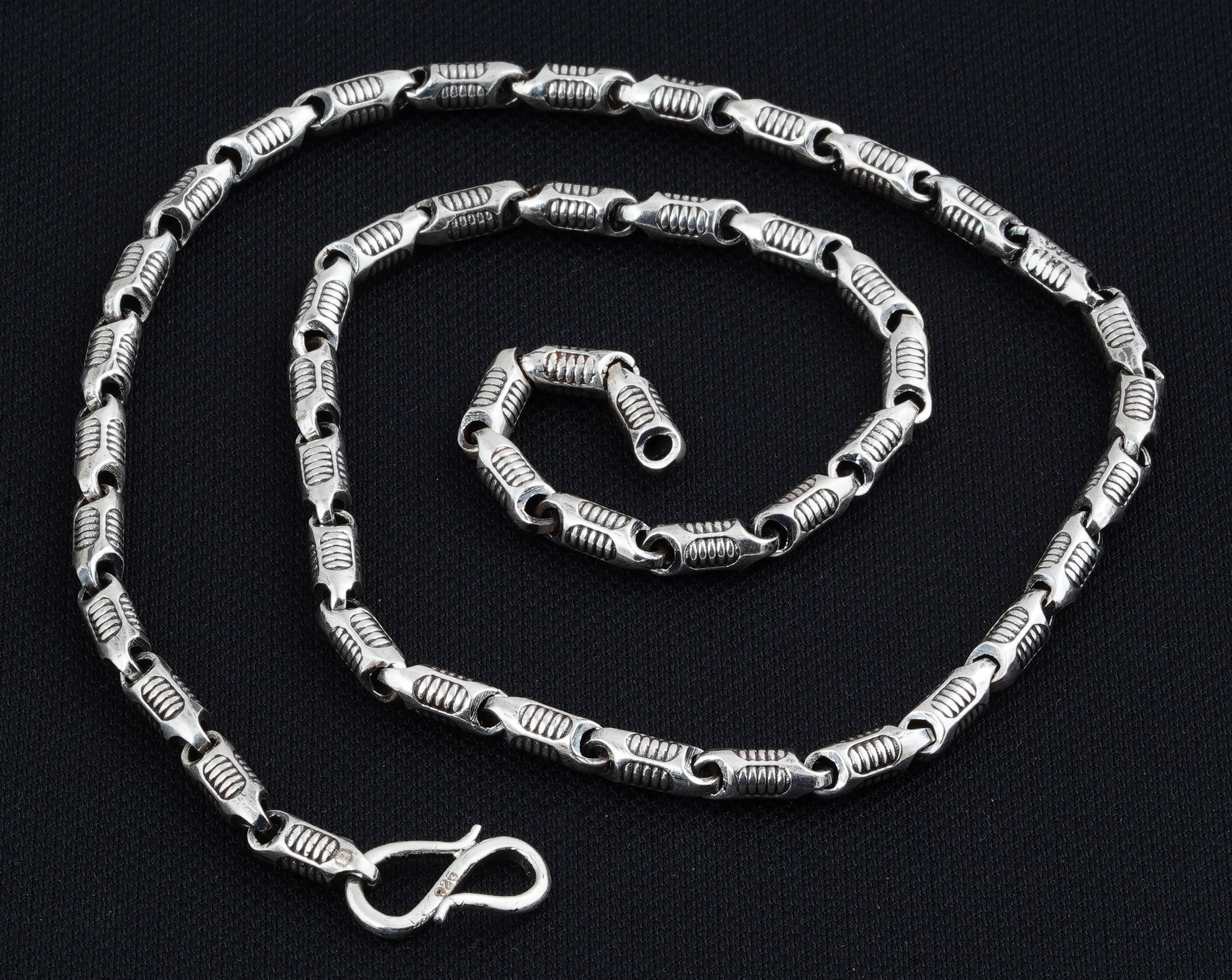 Engraved Heavy Stylish Silver Chain, Men and Women Silver Chain ...