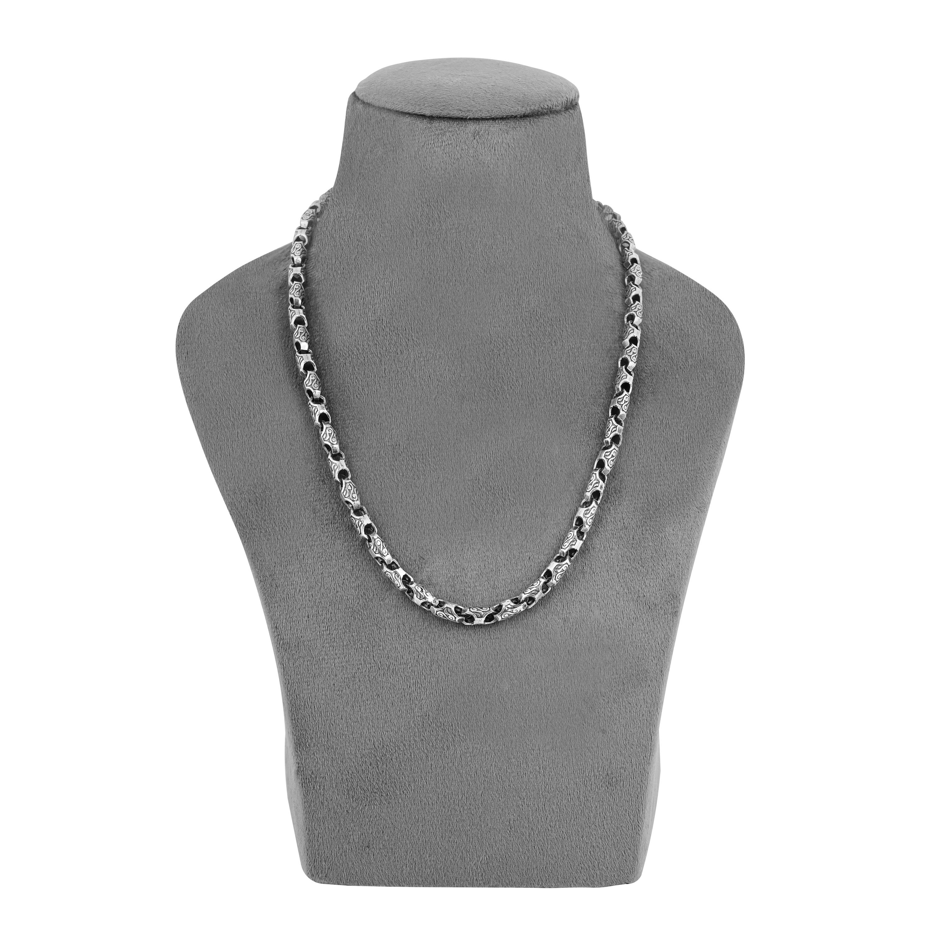 Mens Engraved Silver Chain Necklace, Fathers Day Gift, Unique Birthday ...